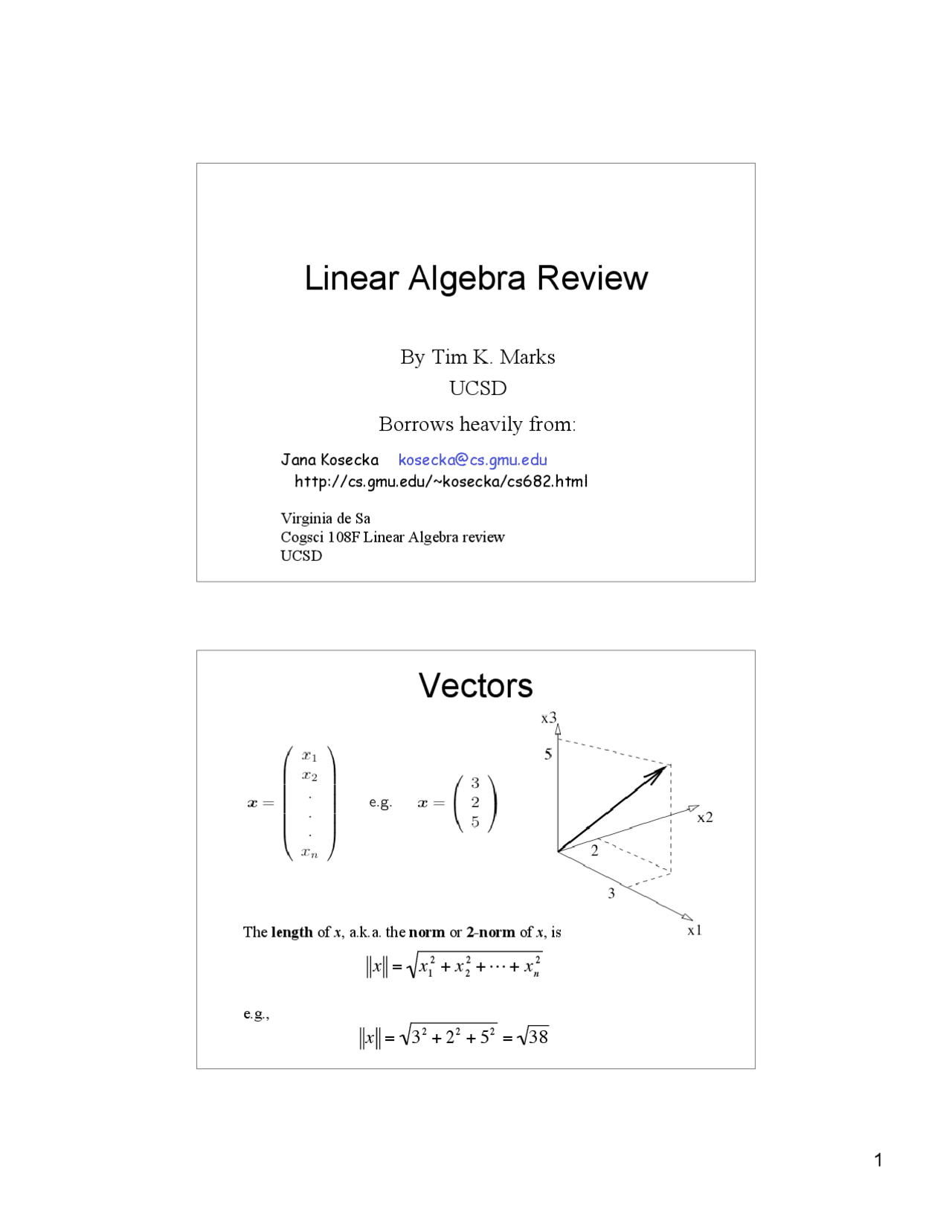 Linear Algebra Review - Intermediate Data Analysis | MATH 439 - Docsity