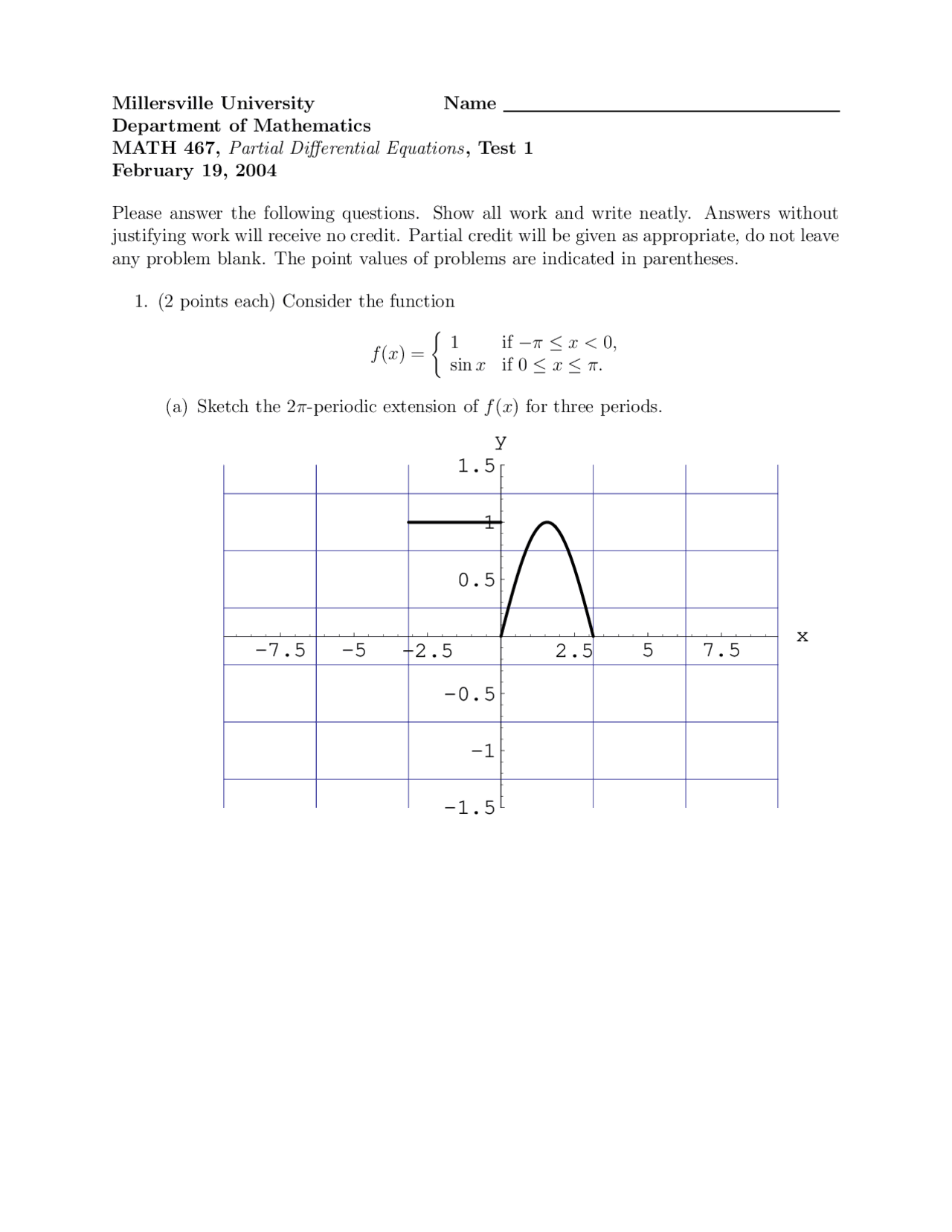 7 Solved Problems On Partial Differential Equations Exam 1 Math 467 Docsity