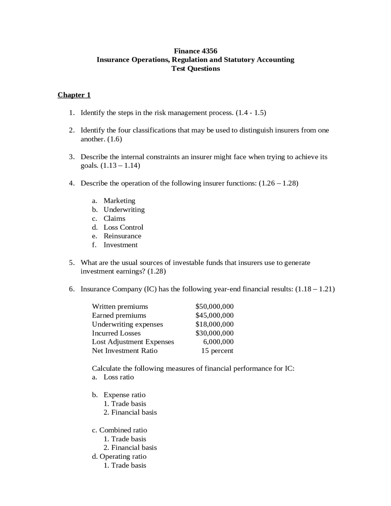 Insurance Operations Regulation And Statutory Accounting Test
