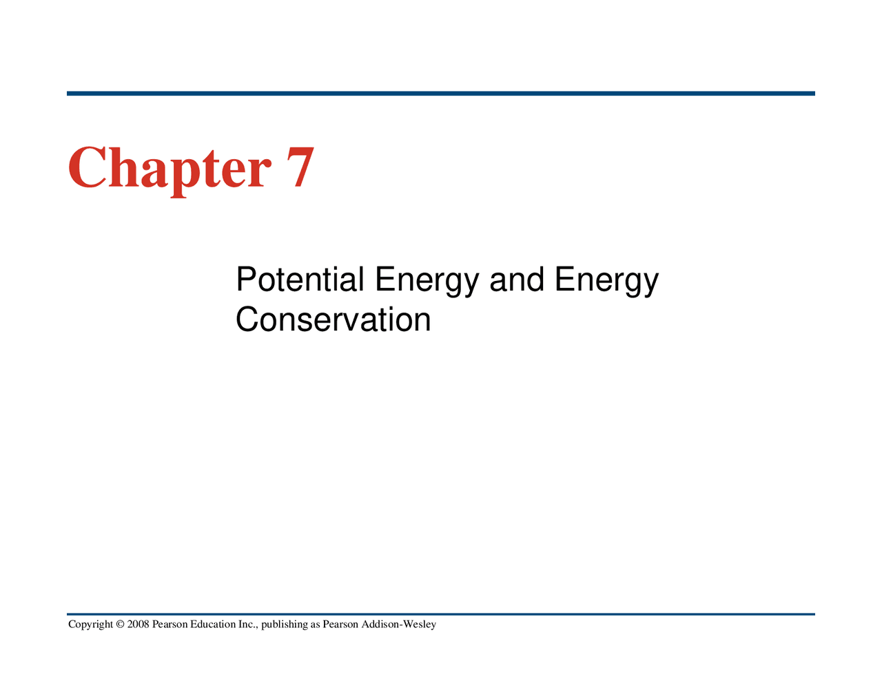 Potential Energy And Energy Conservation Lecture Slides Phys 101