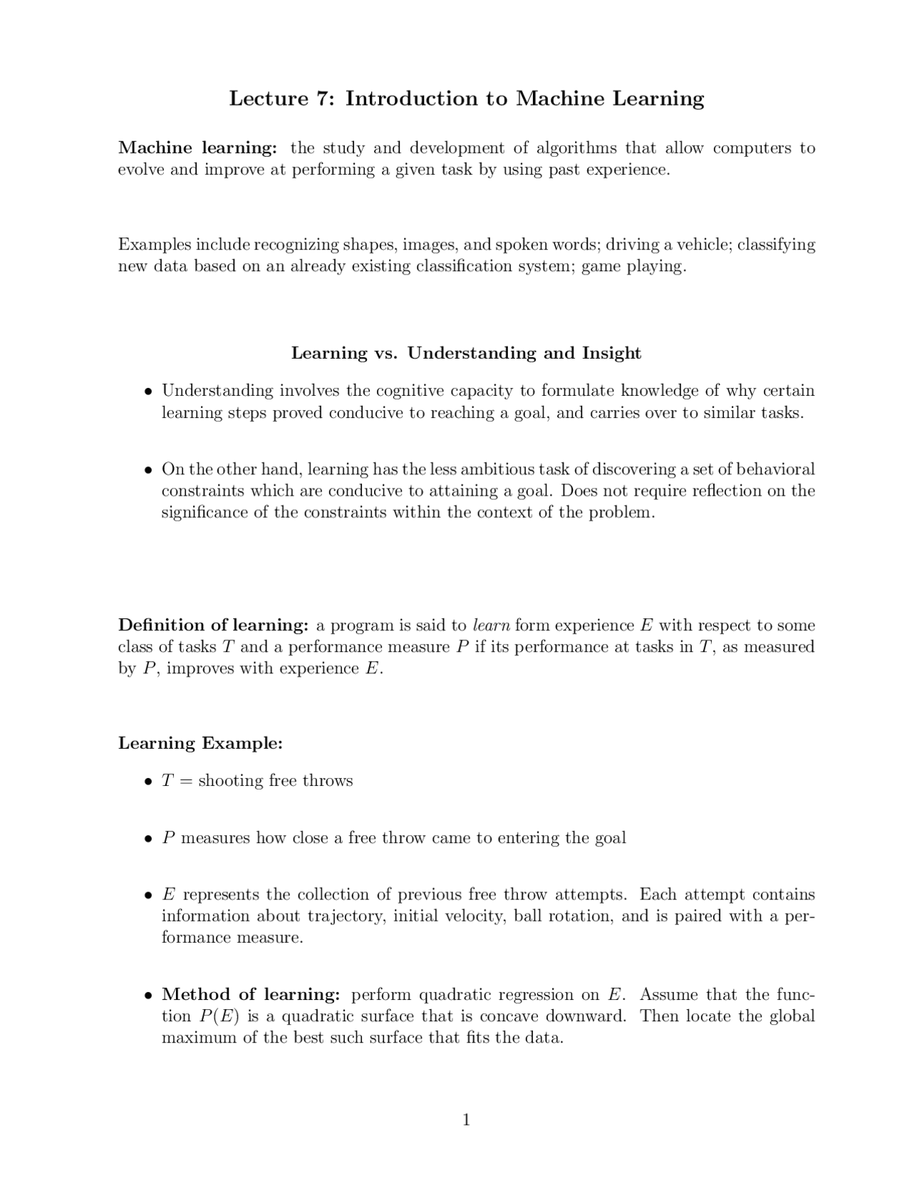 Introduction To Machine Learning Artificial Intelligence Cecs 451 Docsity