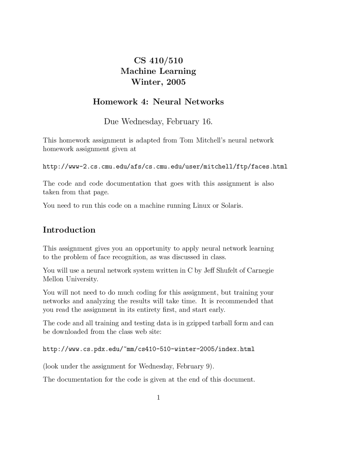 Machine Learning Homework 4 Neural Networks Cs 410 Docsity