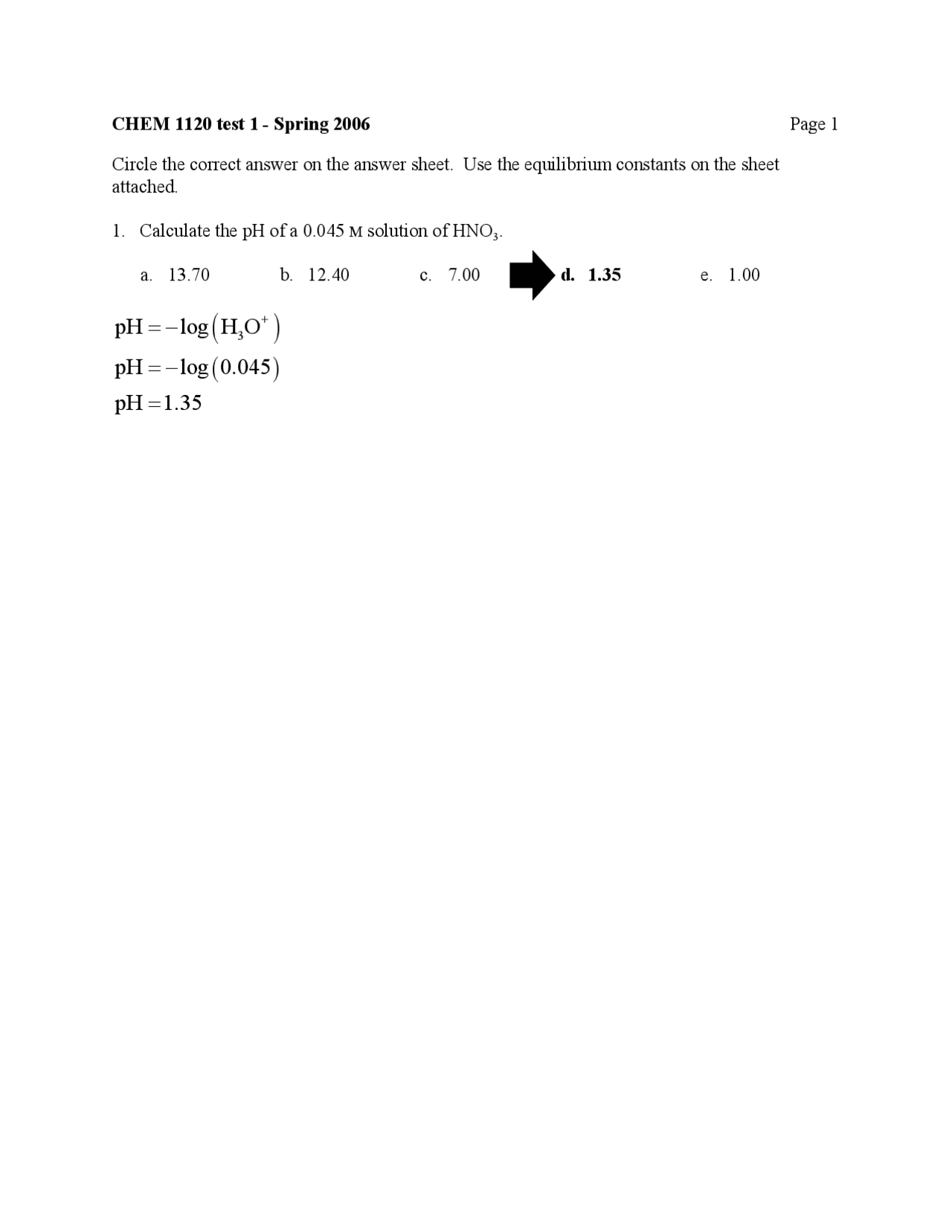 39 Mcqs With Answers Key On General Chemistry Ii Exam 1 Chem 1120