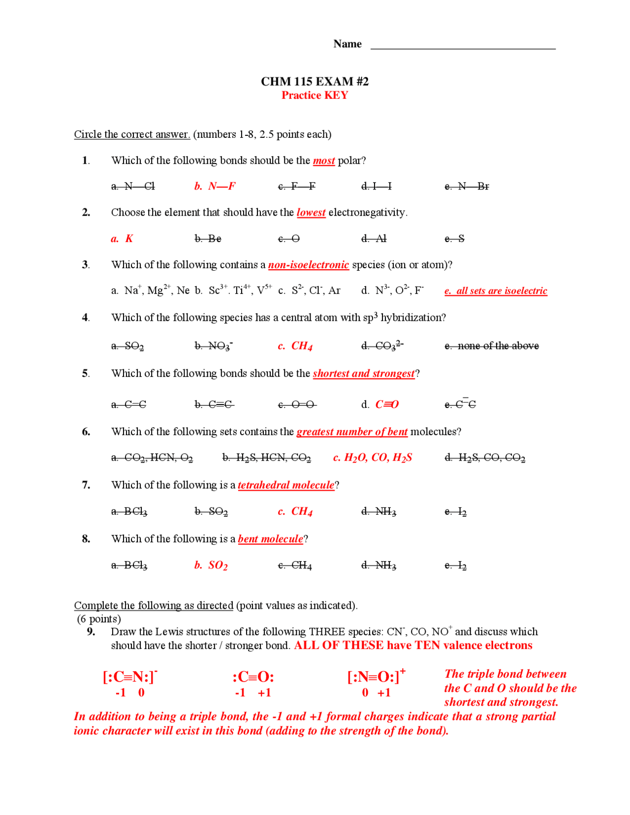 Exam 2 Solved Questions On Elements And Compounds Chm 115 Docsity