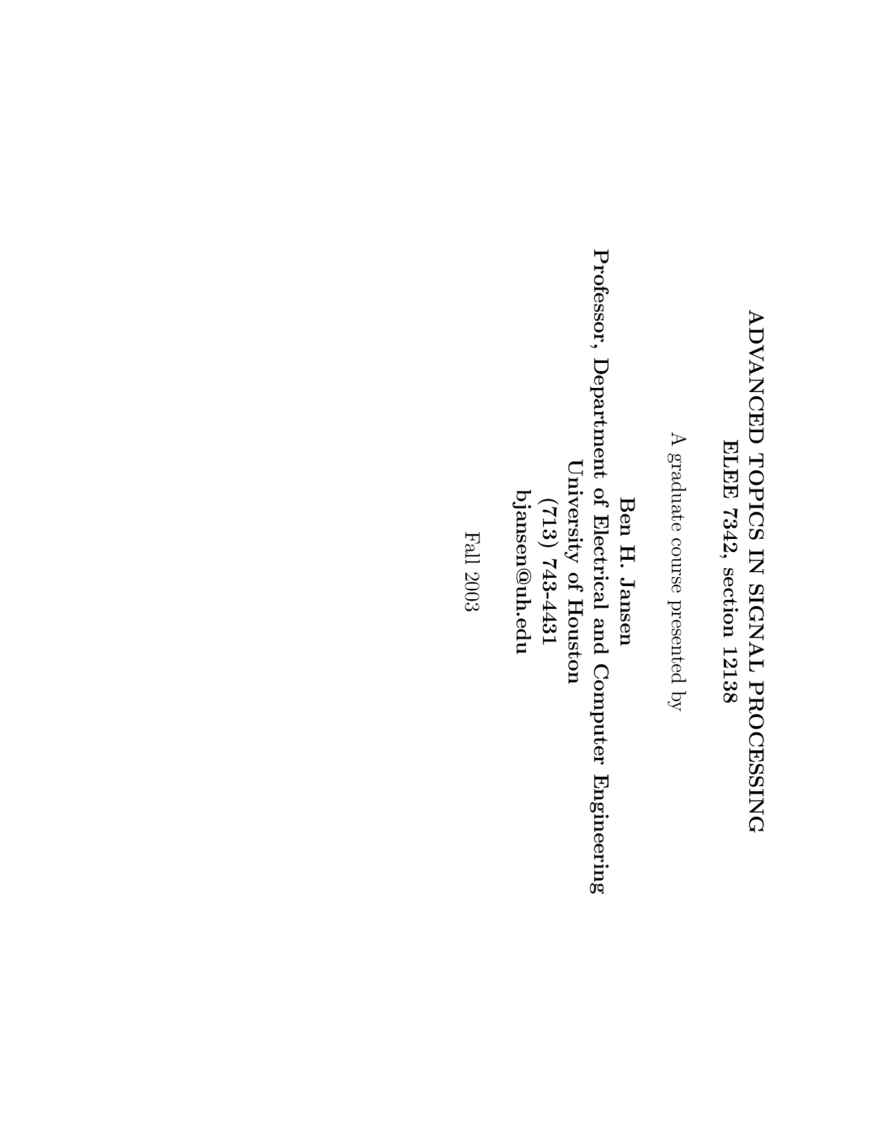 Time Frequency Analysis Of Time Varying Signals Ece 7342 Docsity