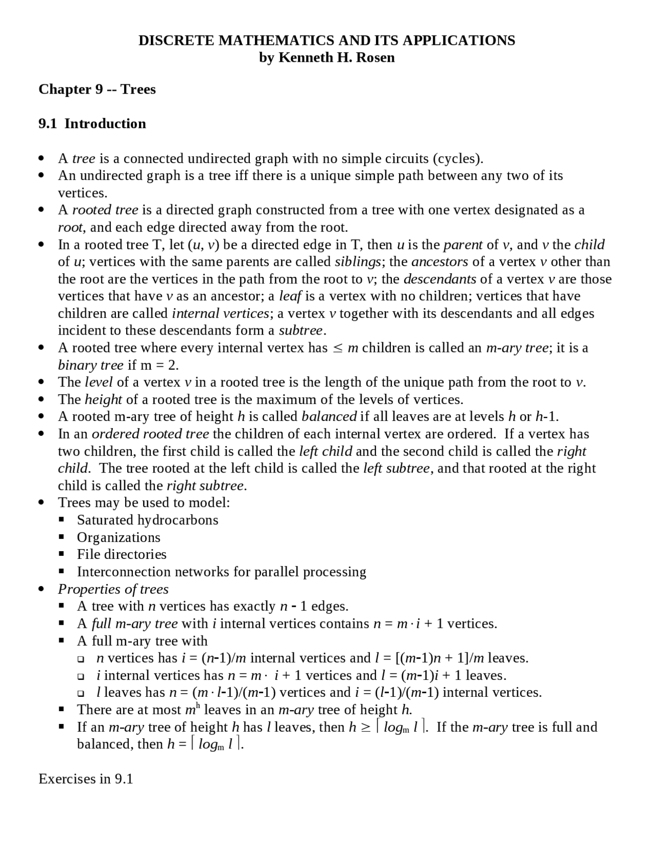 Trees Discrete Structure Computer Science Lecture Notes Cecs 228 Docsity
