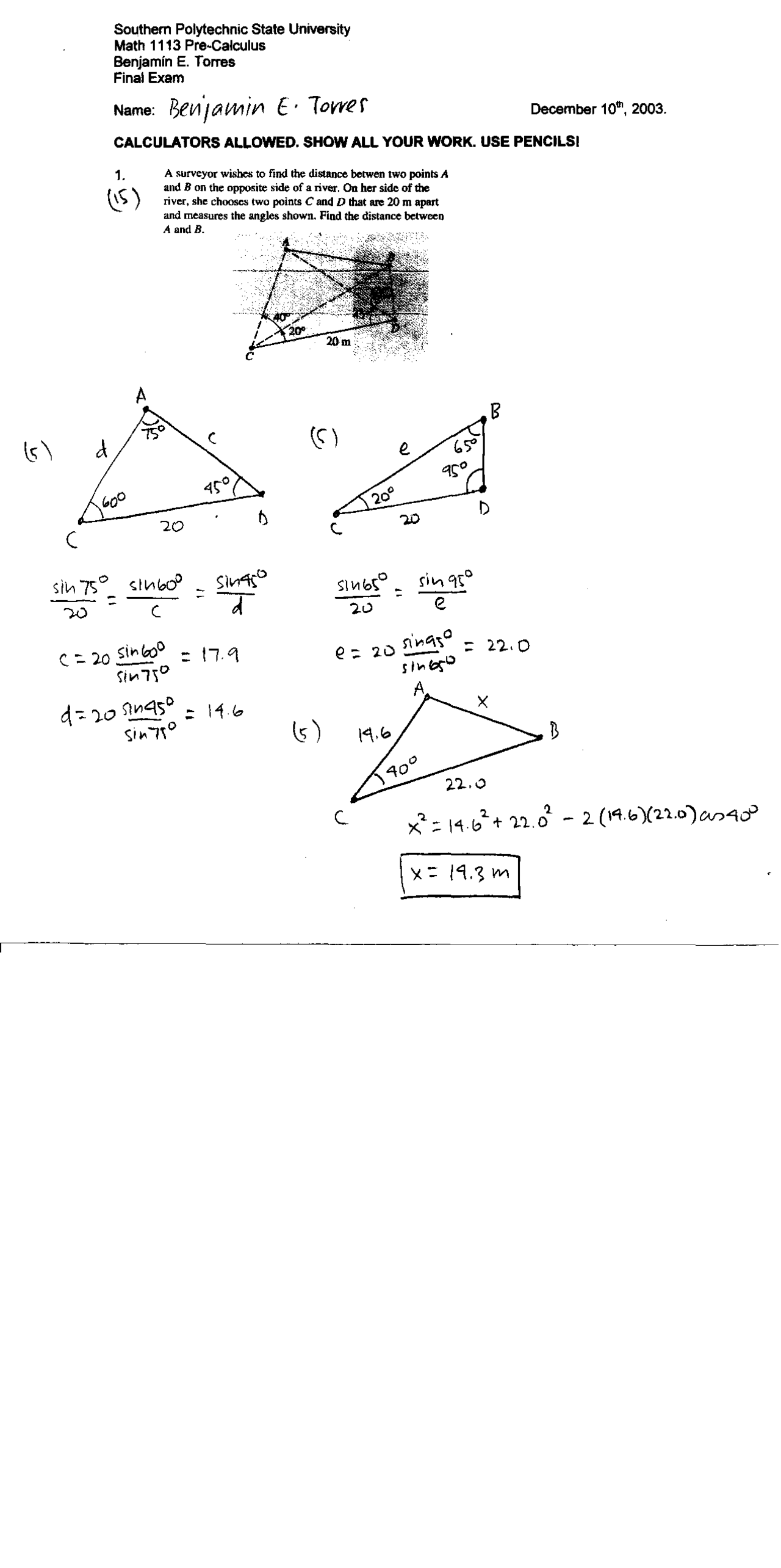6 Solved Problems On System Of Equations Final Exam Math 1113 Docsity