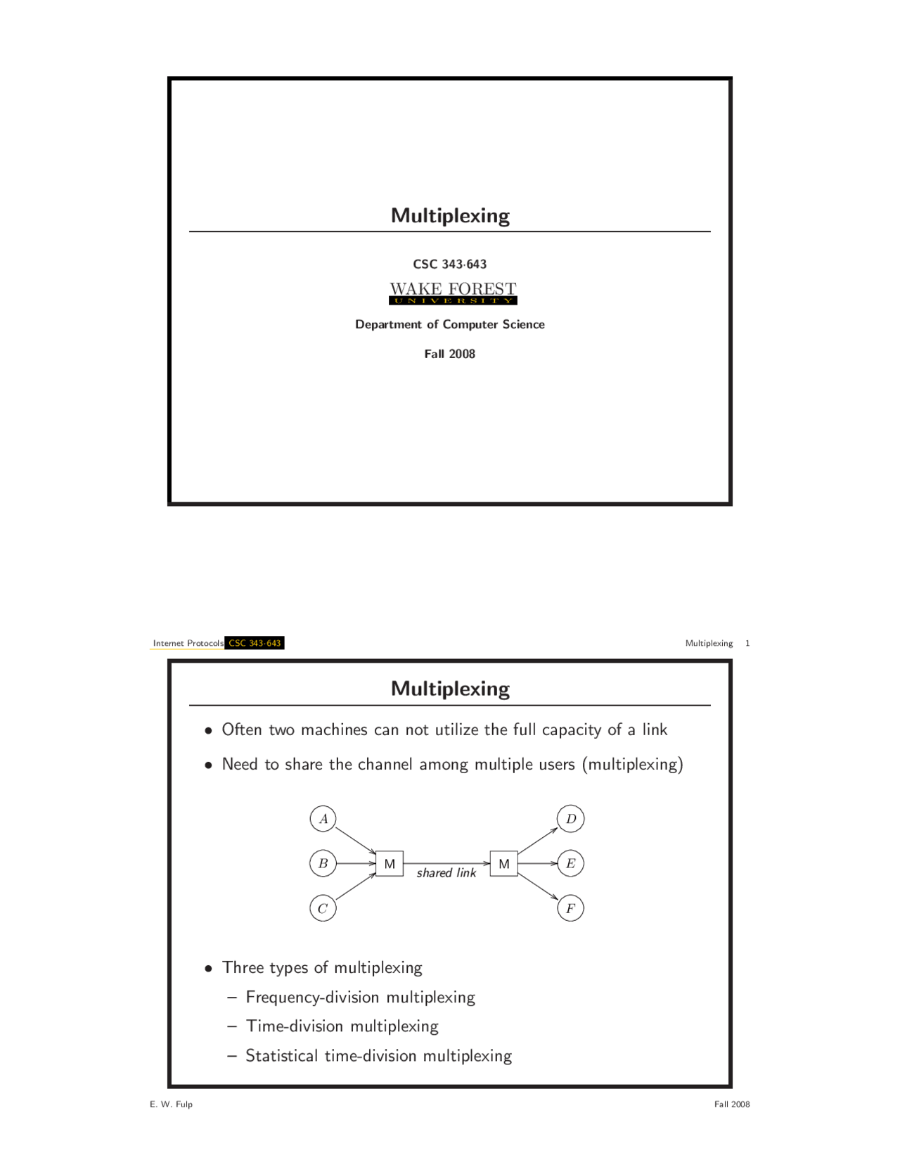 Frequency Division Multiplexing - Lecture Slides | CSC 343 - Docsity