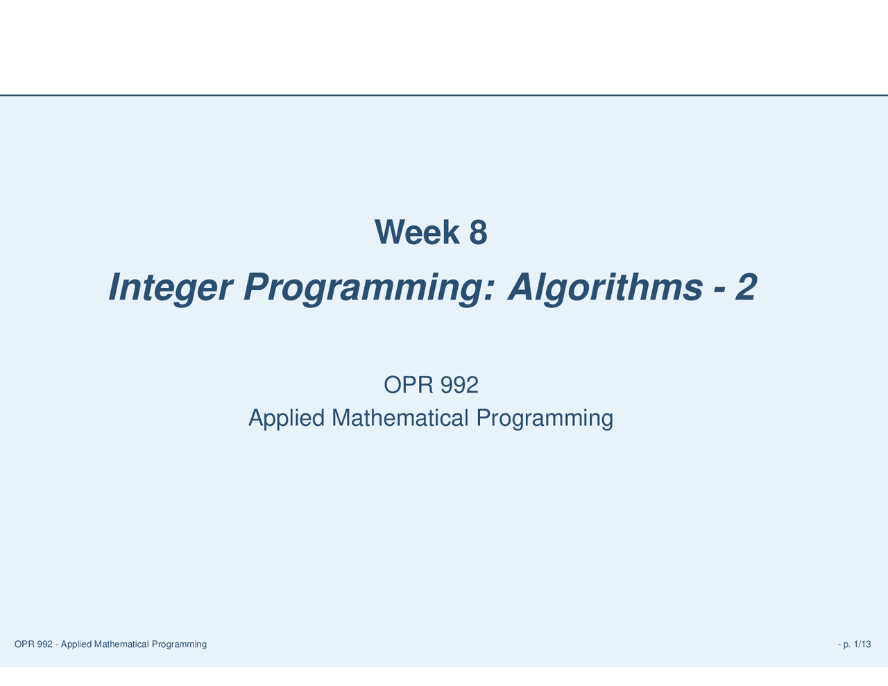 Cutting Plane Algorithms Lecture Slides Opr 992 Docsity