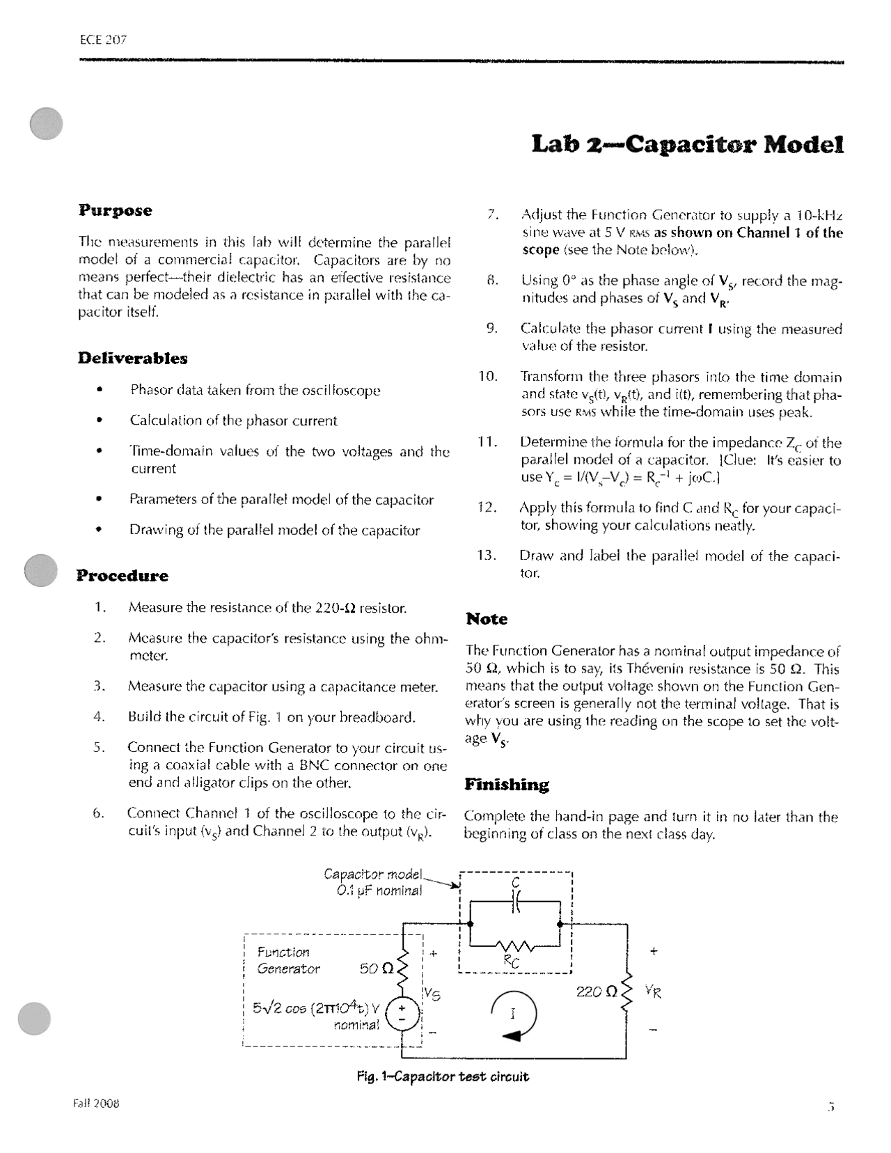 Laboratory 2 Report on Elements of Electrical Engineering I | ECE 207 ...