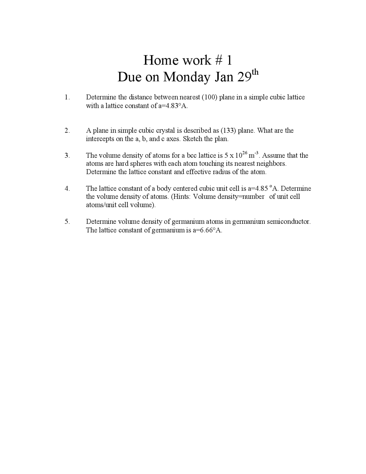 Homework 1 Questions Physical Electronics Ee 331 Docsity
