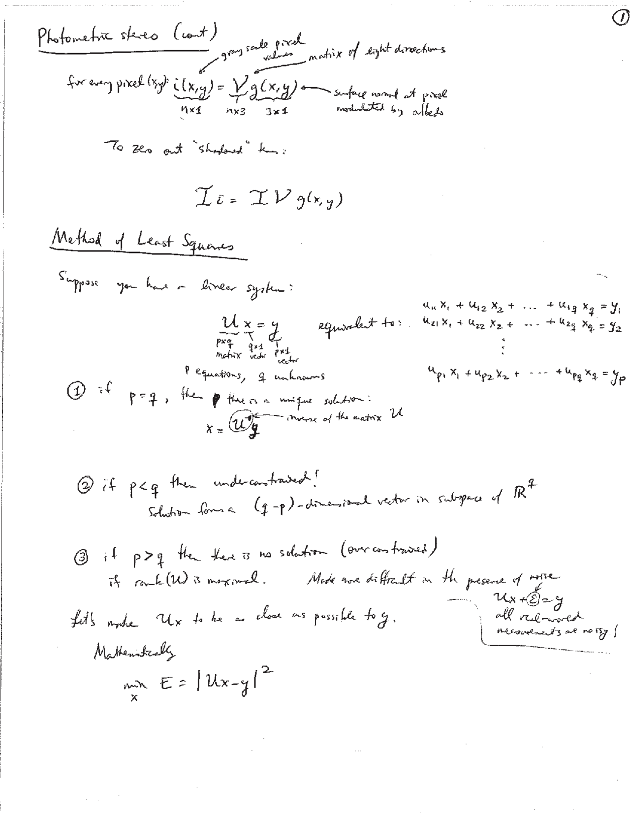 Photometric Stereo Computer Vision Handout Ece 516 Docsity