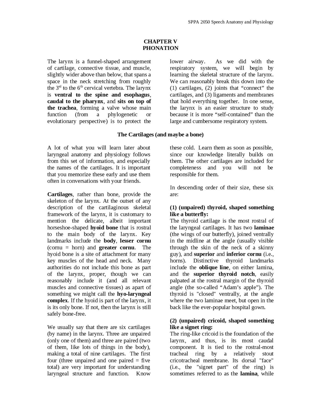 Notes On Phonations Speech Anatomy And Physiology Sppa 2050 Docsity
