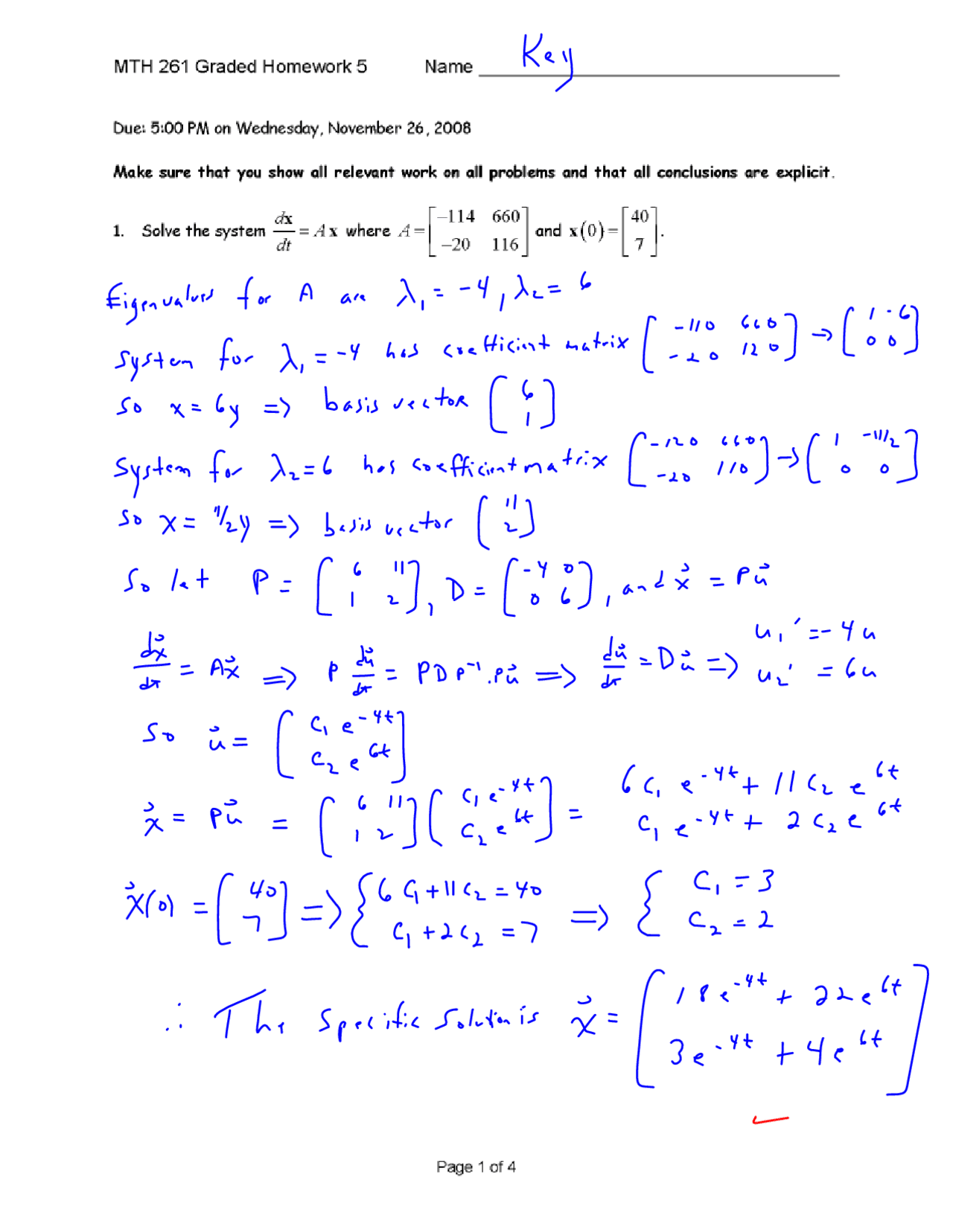 4 Solved Problems On Applied Linear Algebra L Assignment 5 Mth 261