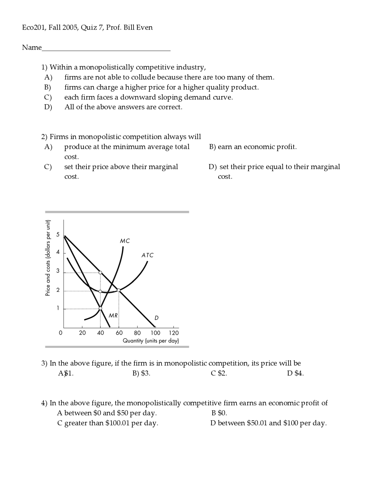 Practice Quiz 7 With Answer Key Principles Of Microeconomics Eco