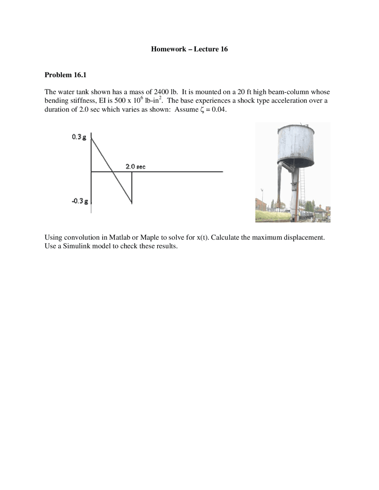 Vibration Analysis Homework Assignment Em 406 Assignments