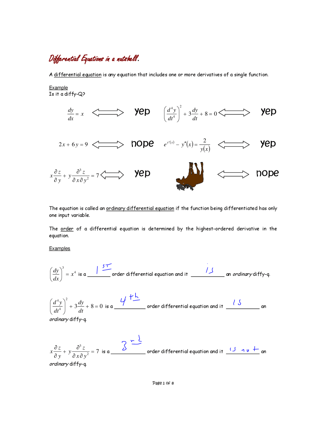 Differential Equations on Nutshell in Calculus III - Project | MTH 253 ...