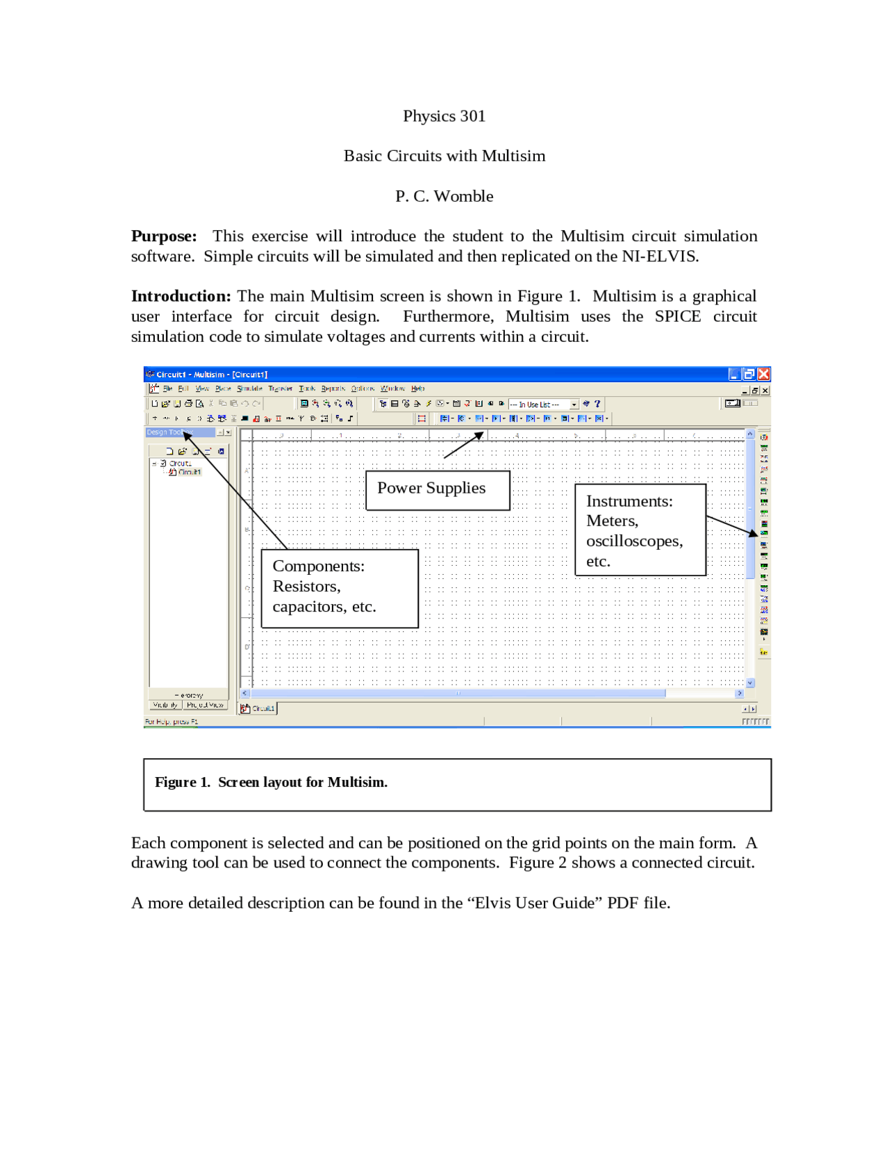 Basic Circuits With Multisim Laboratory Phys 301 Docsity