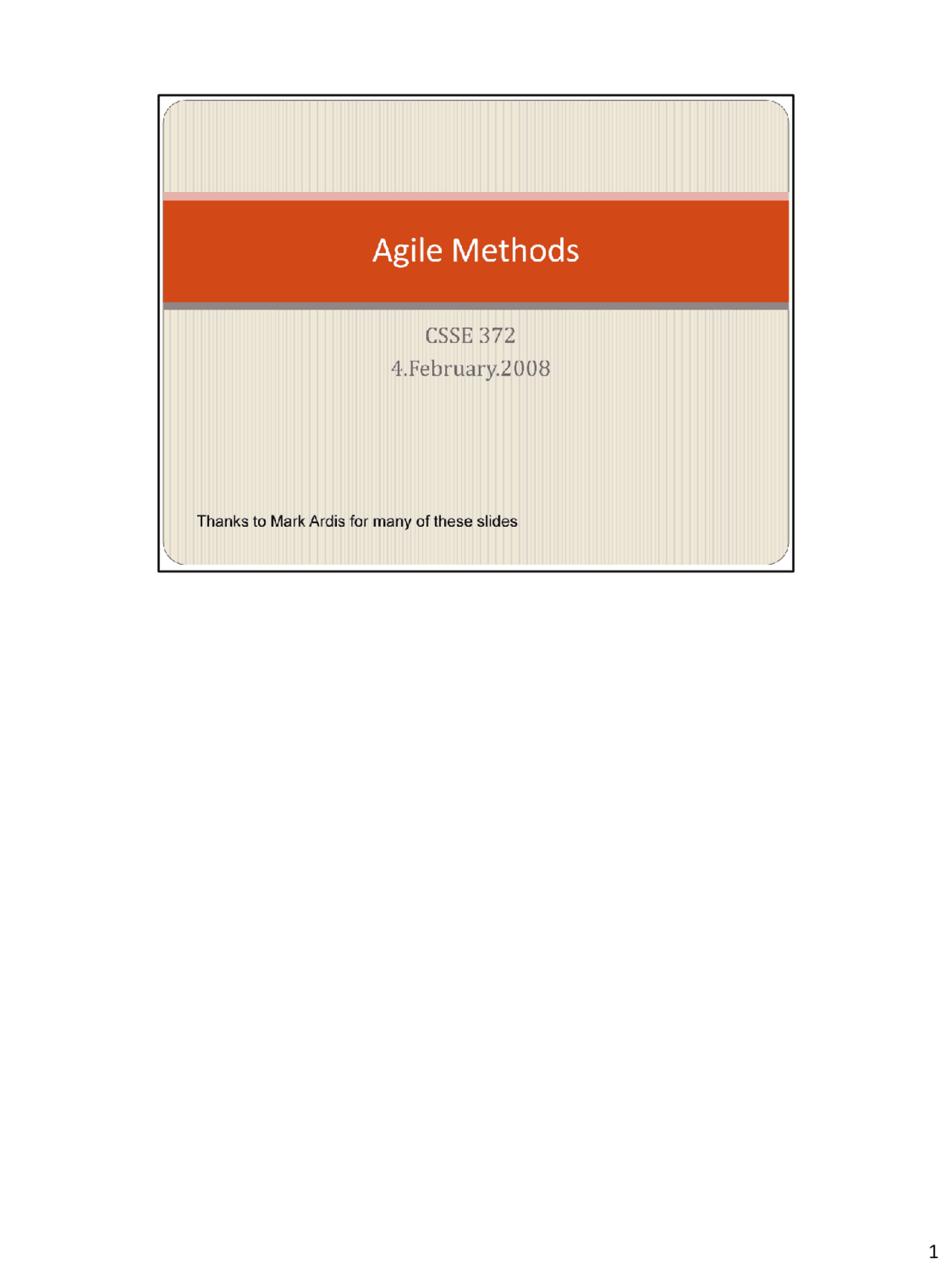 Agile Methods Software Project Management Lecture Slides Csse 372