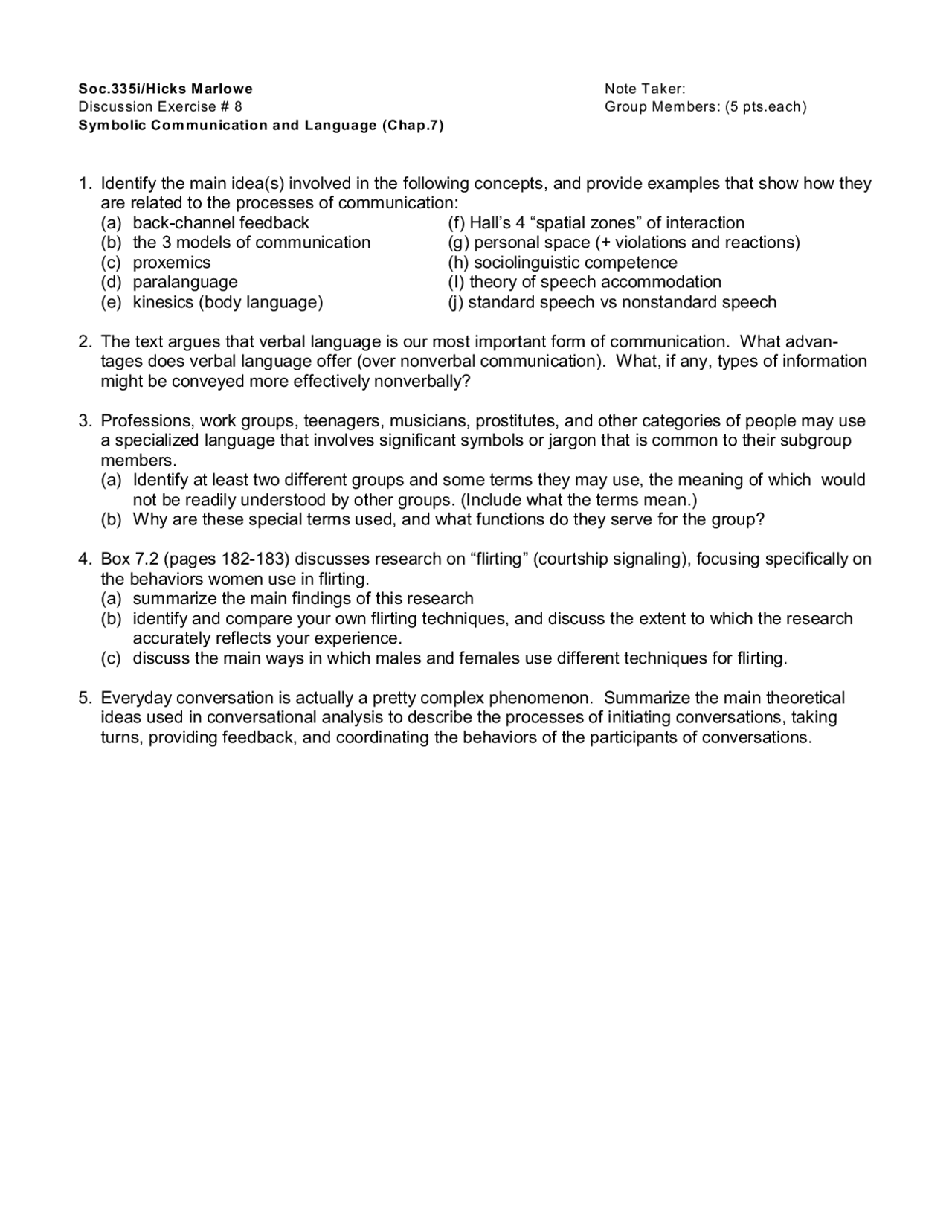 Symbolic Communication And Language Handout Soc 335 Docsity