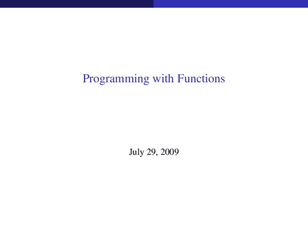 Programming With Functions Fall 2009 Csci 261 Docsity