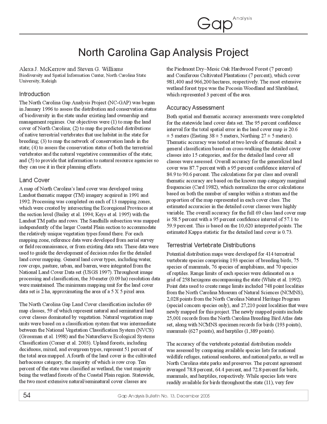 North Carolina Gap Analysis: Assessing Biodiversity and Land Cover | Study Guides, Projects ...