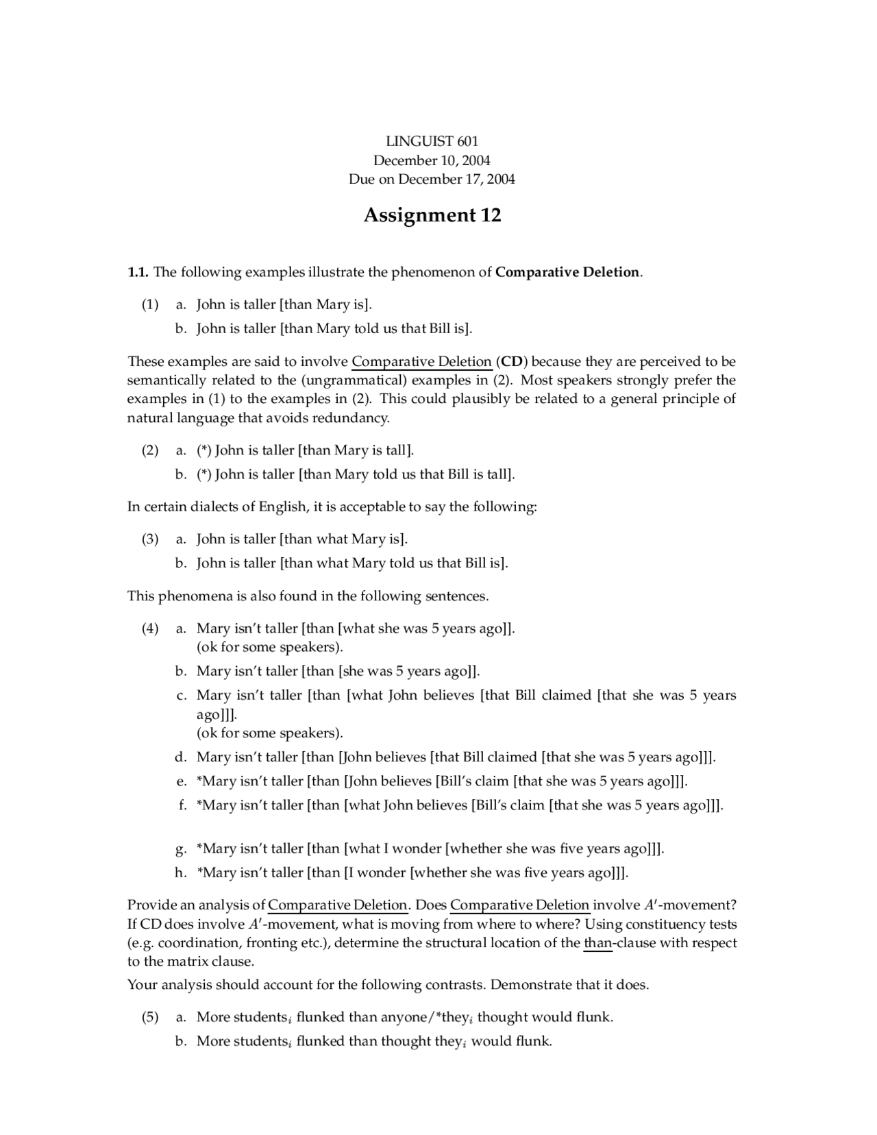 32 Questions For Homework 12 Introduction To Transformational Grammar