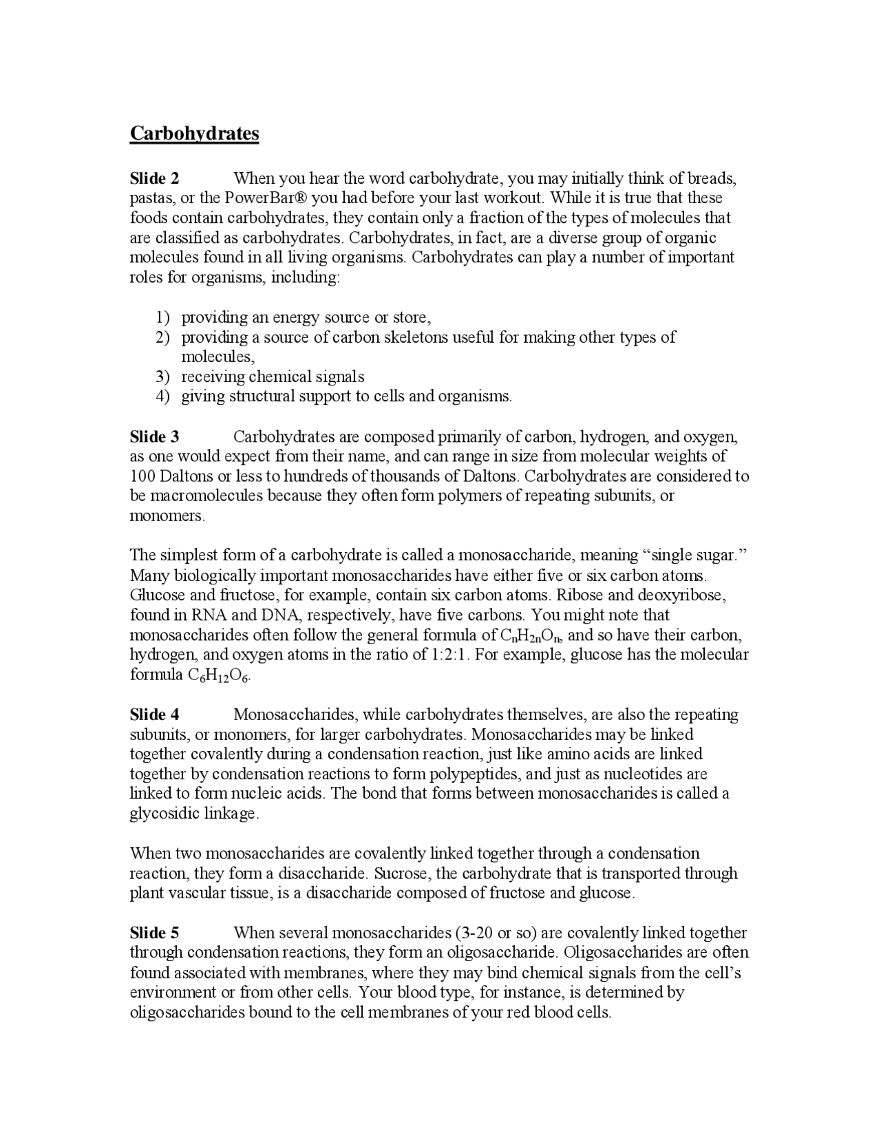 Exploring Carbohydrate Diversity: Mono-, Di-, Oligo-, and ...