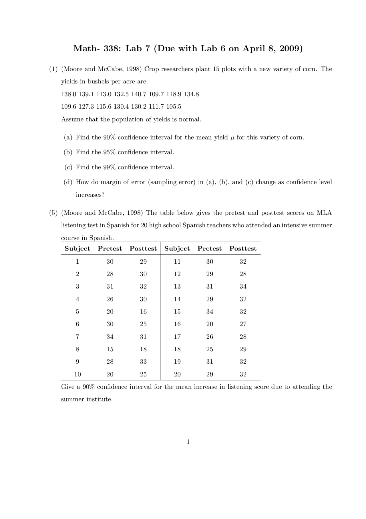 Lab 7 Questions - Statistics Applied to Natural Sciences | MATH 338 ...