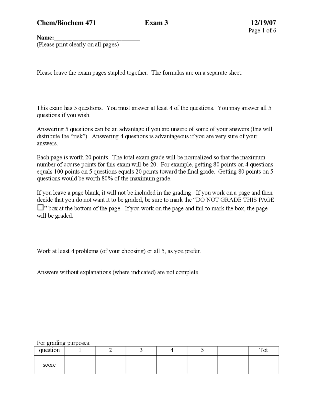 Exam Iii Questions For Elementary Physical Chemistry Chem 471 Docsity