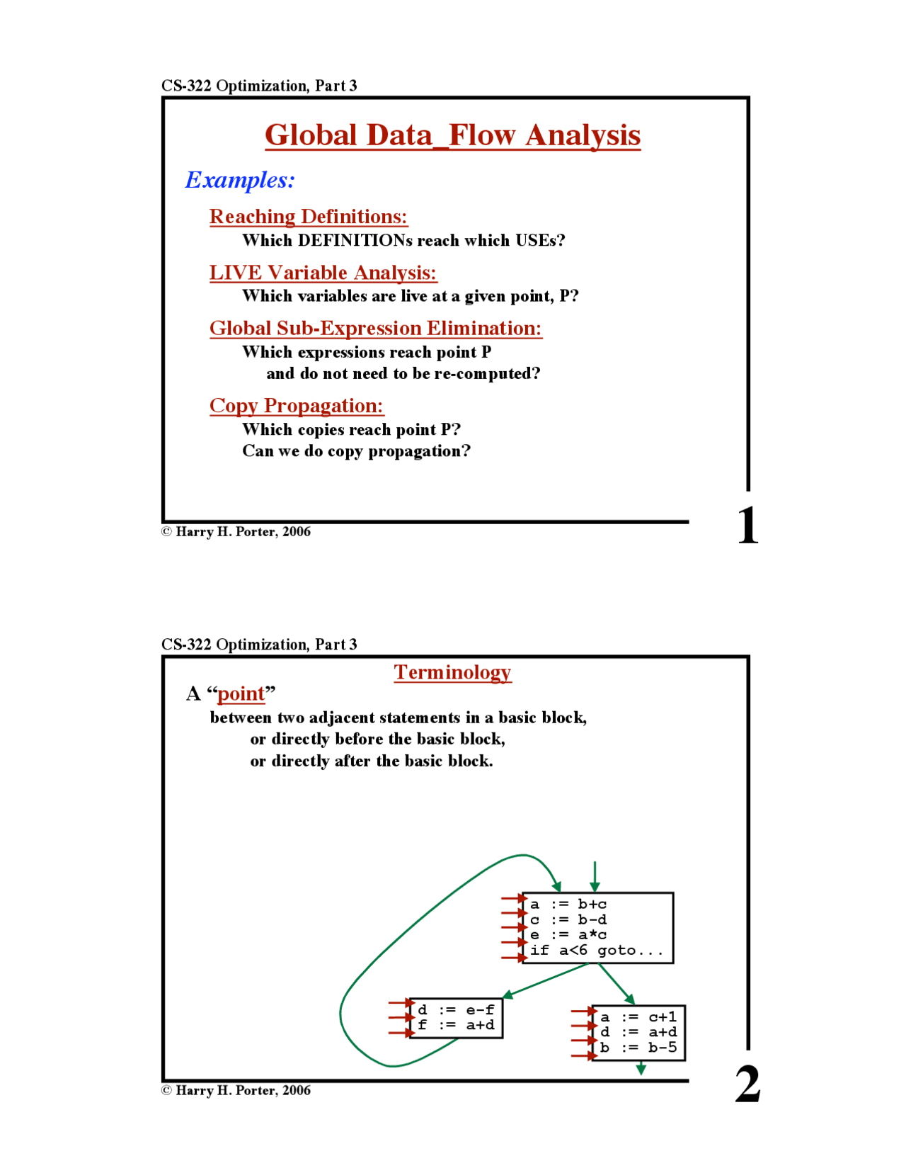Global Data Flow Analysis In Optimization Cs 322 Docsity