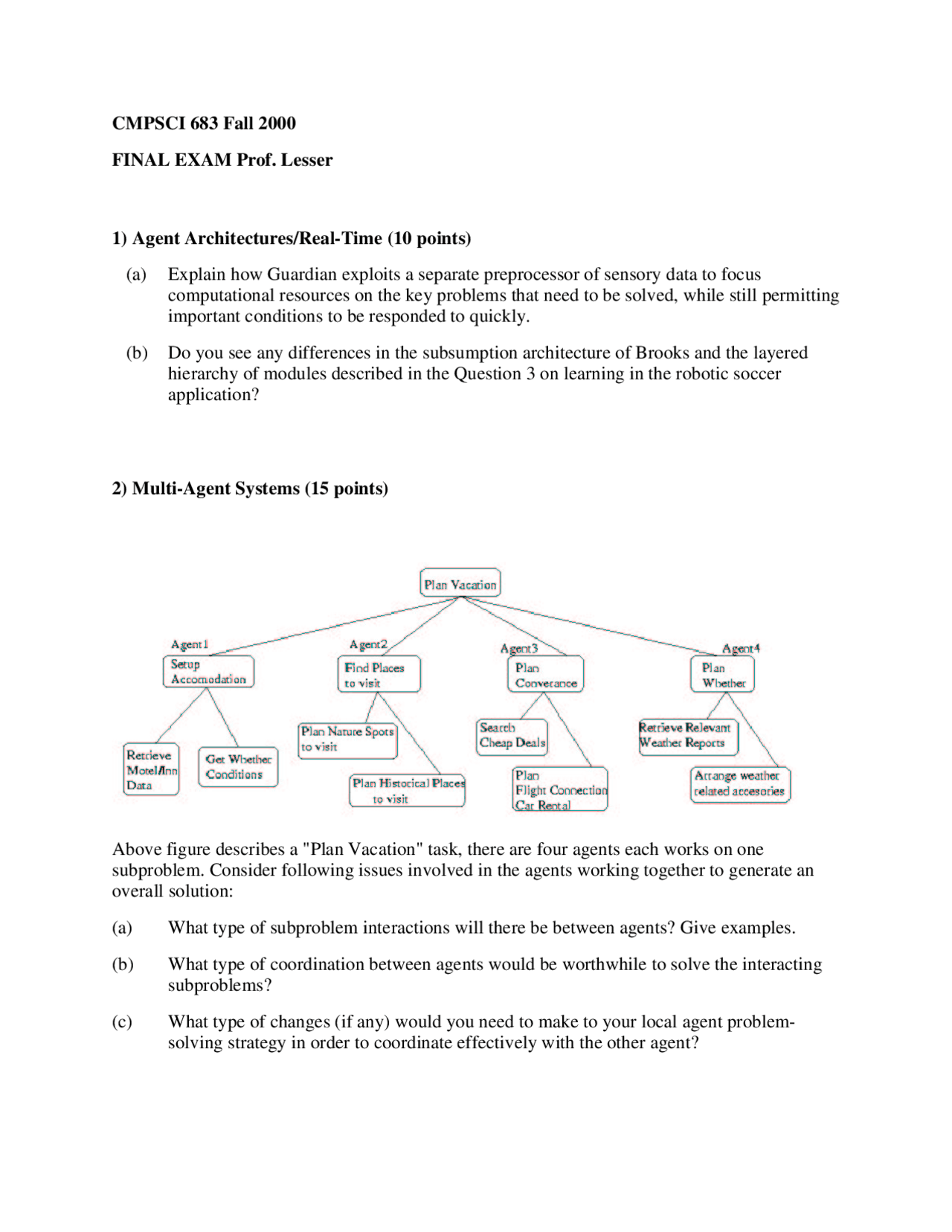 8 Questions For Artificial Intelligence Past Final Exam Cmpsci 683 Docsity