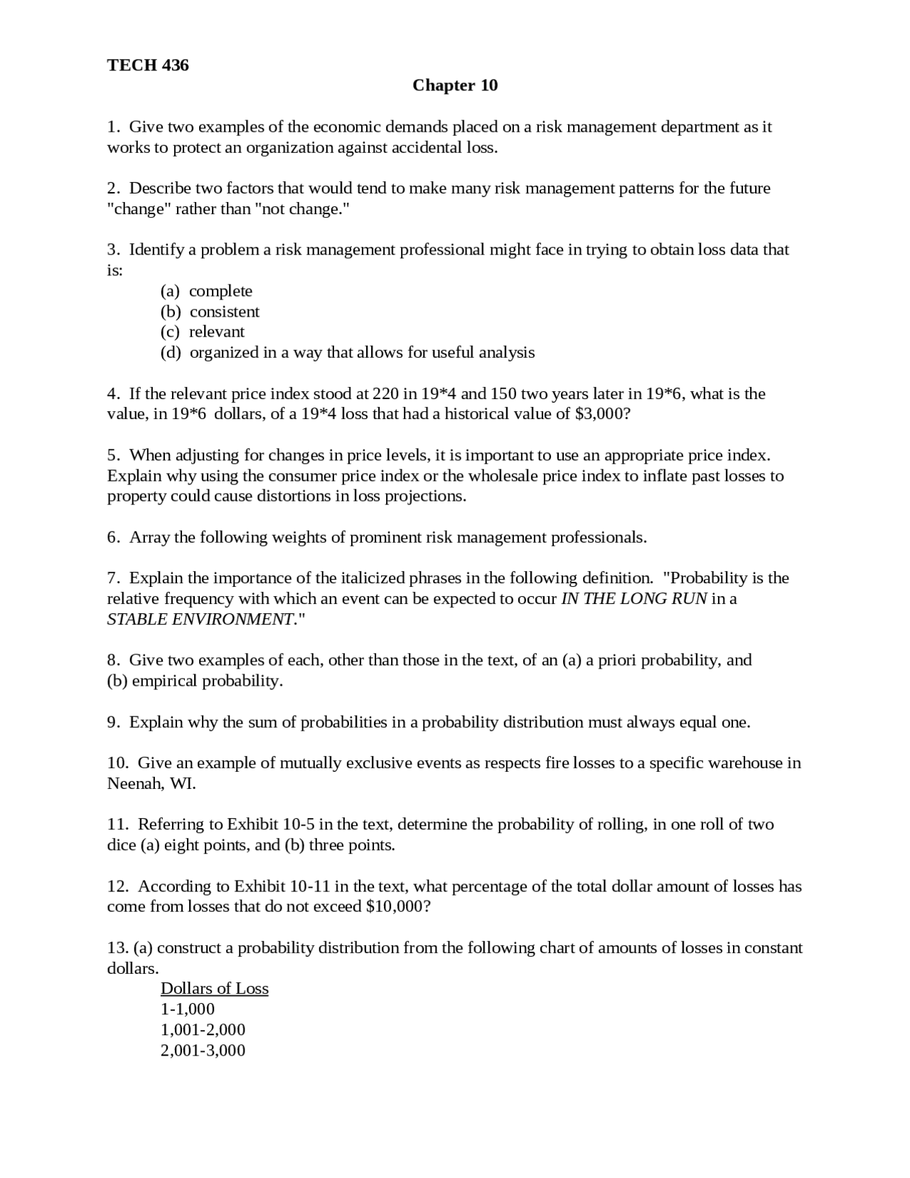 25 Problems on the Time Series Analysis - Study Guide | TECH 436 - Docsity