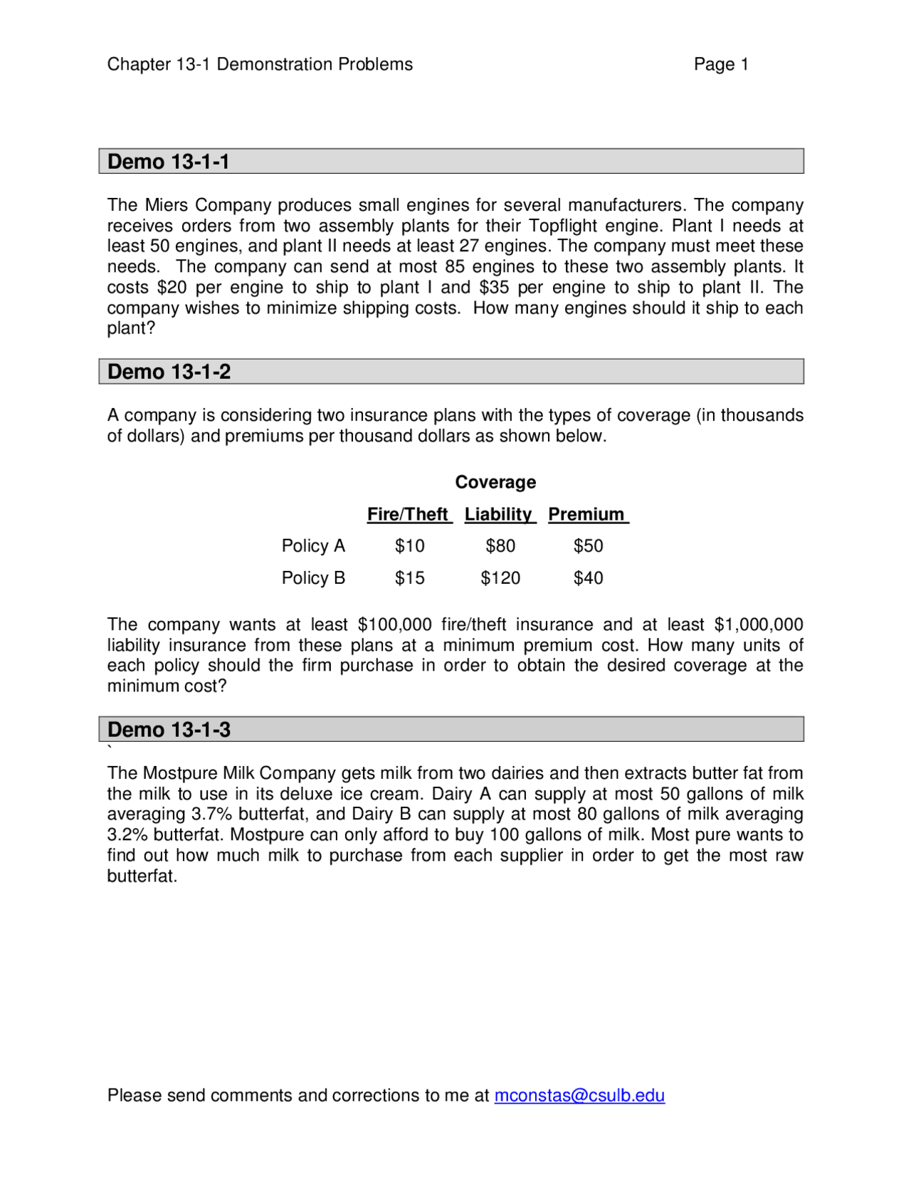 Demonstration Problems Cost Accounting For Managers Acct 310 Docsity
