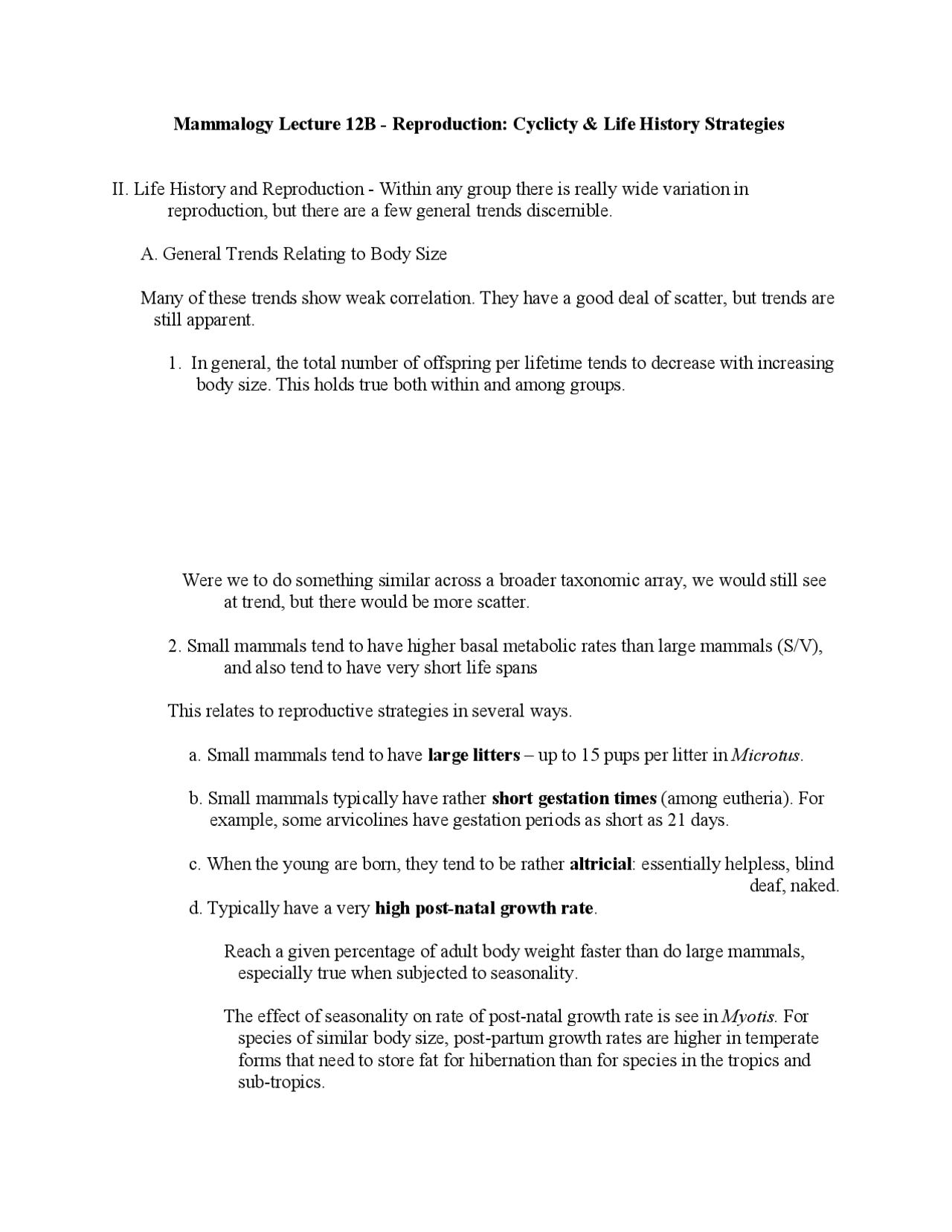 Notes On Reproduction Cyclicity And Life History Strategies Biol 483