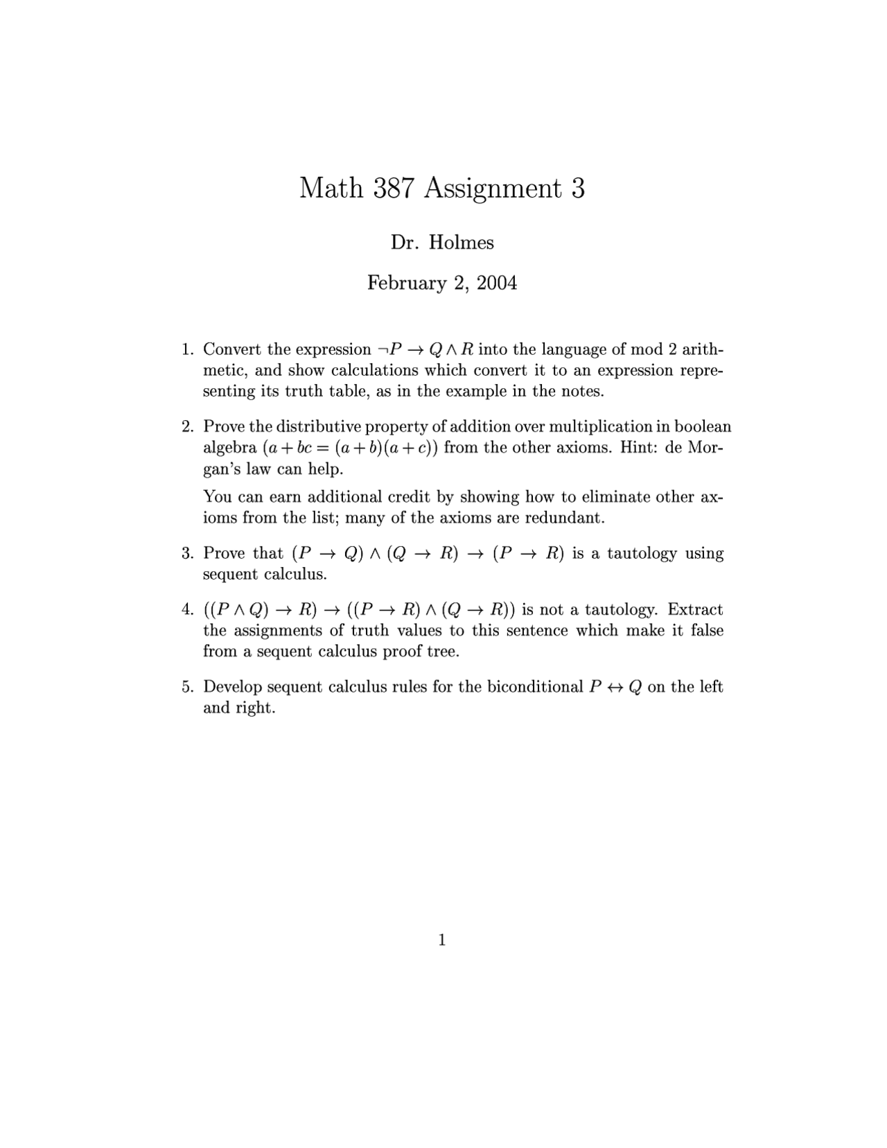 Discrete And Foundational Mathematics Assignment 3 Math 387 Docsity