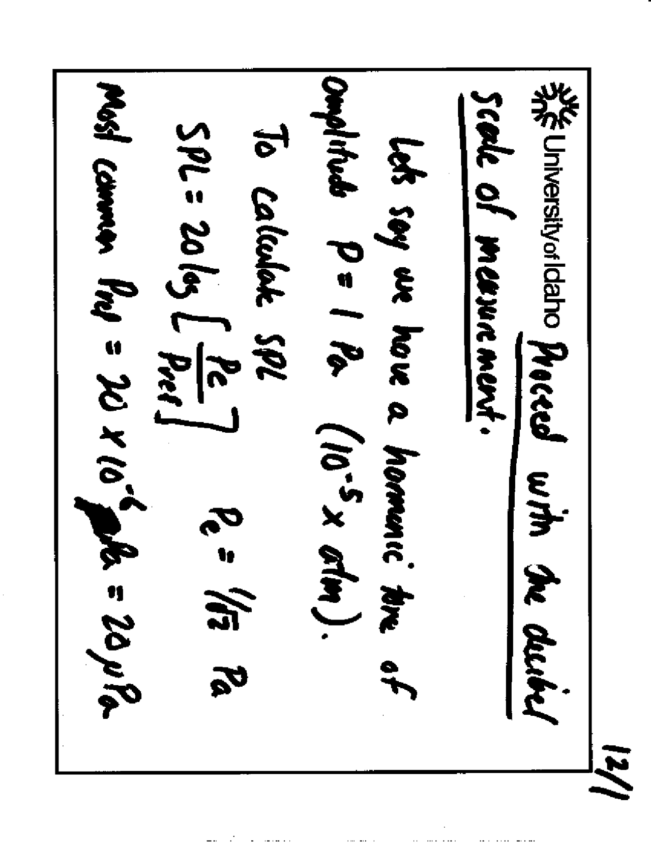 Scale Of The Measurement Engineering Acoustics Me 413 Docsity