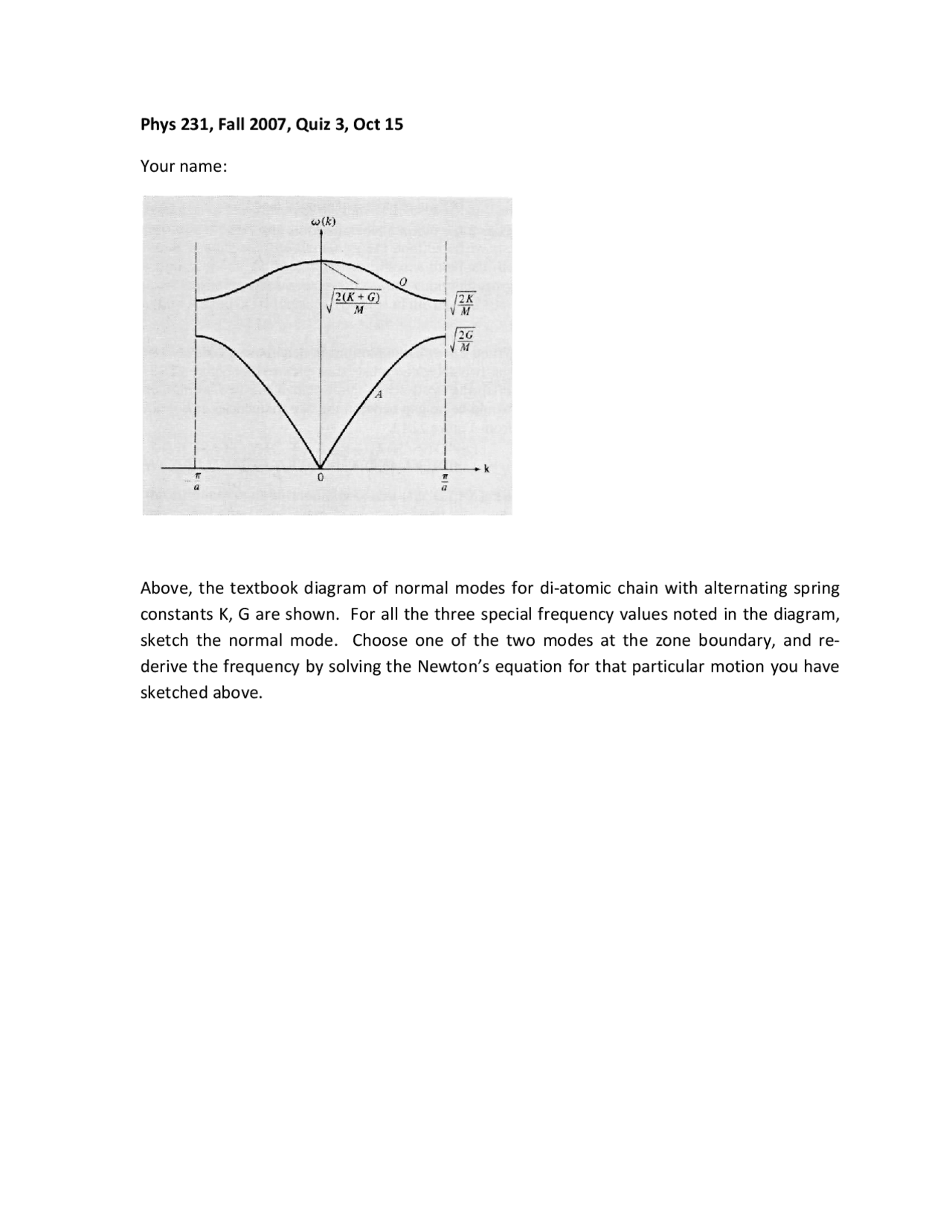 Quiz 3 For Introduction To Condensed Matter Physics Phys 231 Docsity