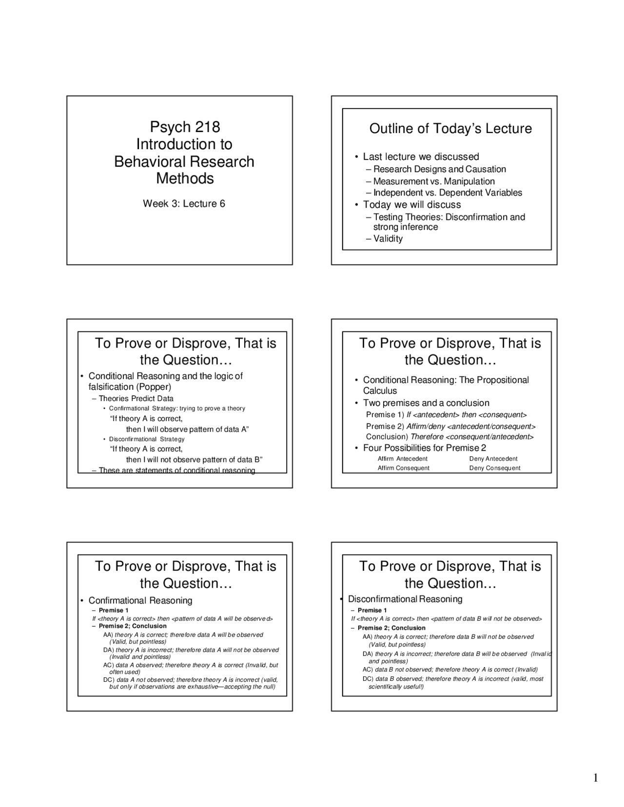 Disconfirmation And Storing Inference Lecture Slides Psyc 218 Docsity