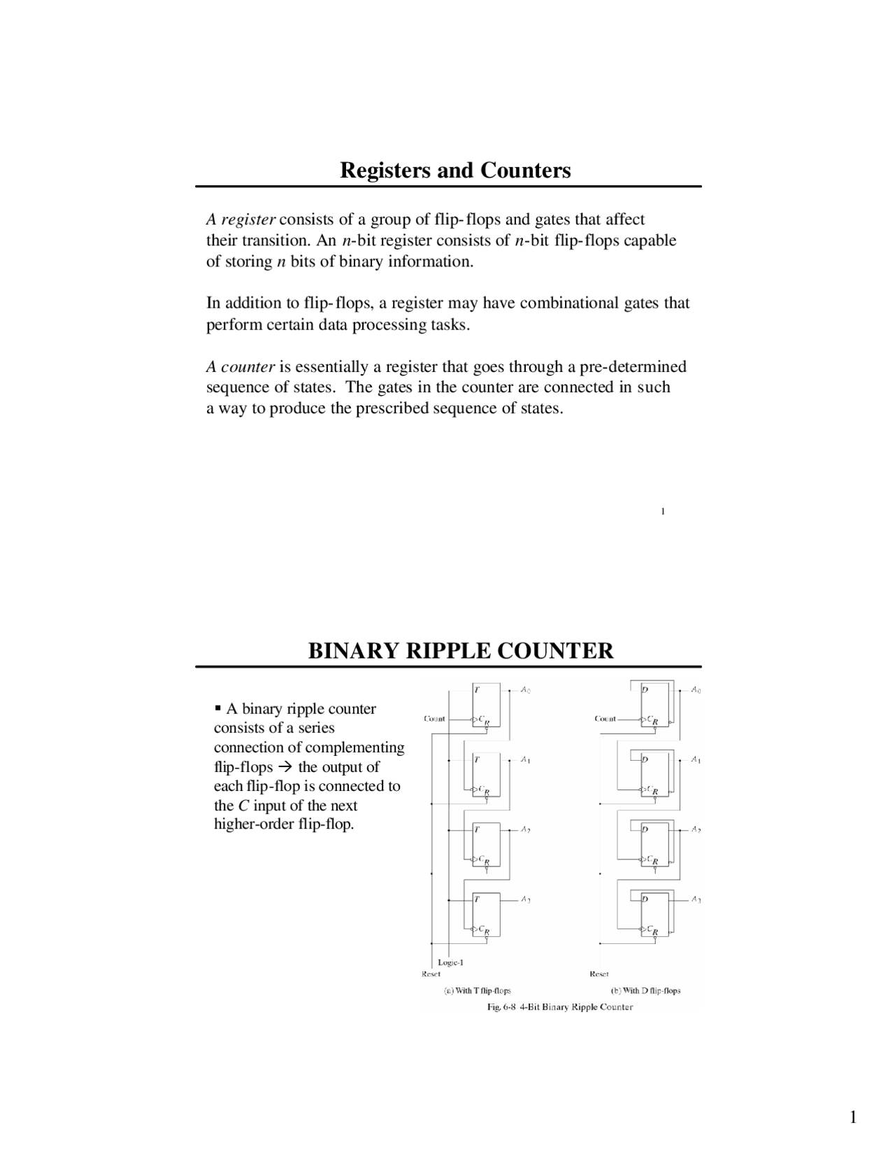 Binary Ripple Counter on the Resistors and Counters | CPEN 214 - Docsity