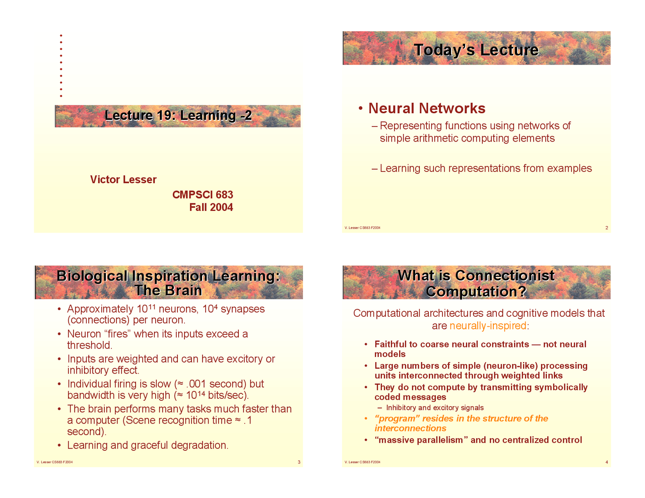Neural Networks Artificial Intelligence Slides Cmpsci 683 Docsity