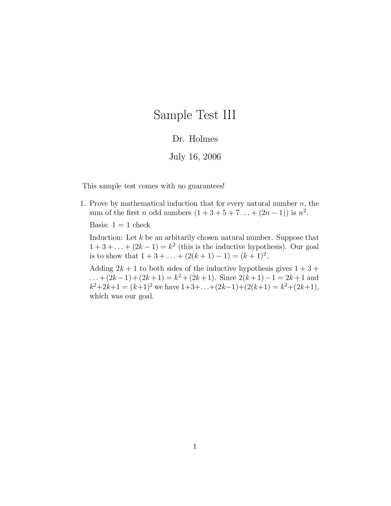 Discrete And Foundational Mathematics I Solutions To Sample Test 3
