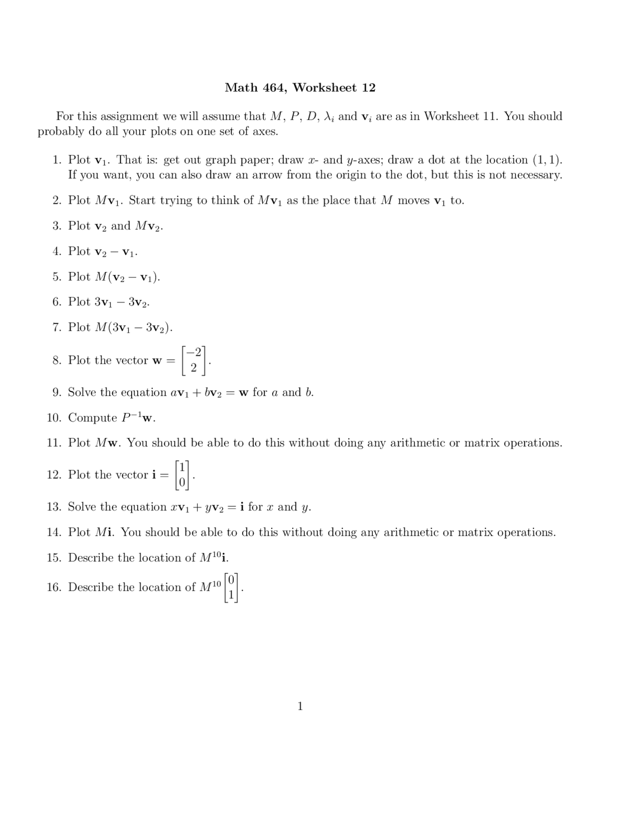 Worksheet 12 Mathematical Modeling Math 464 Docsity