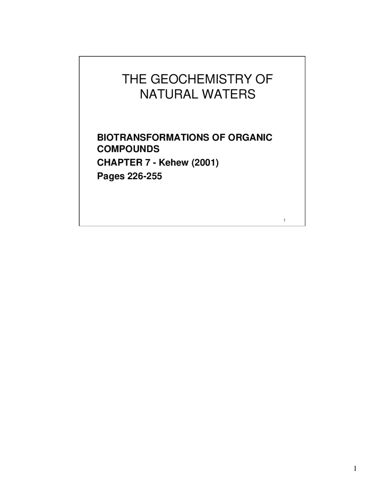 Biotransformation Of Organic Compounds Lecture Slides Geol 464