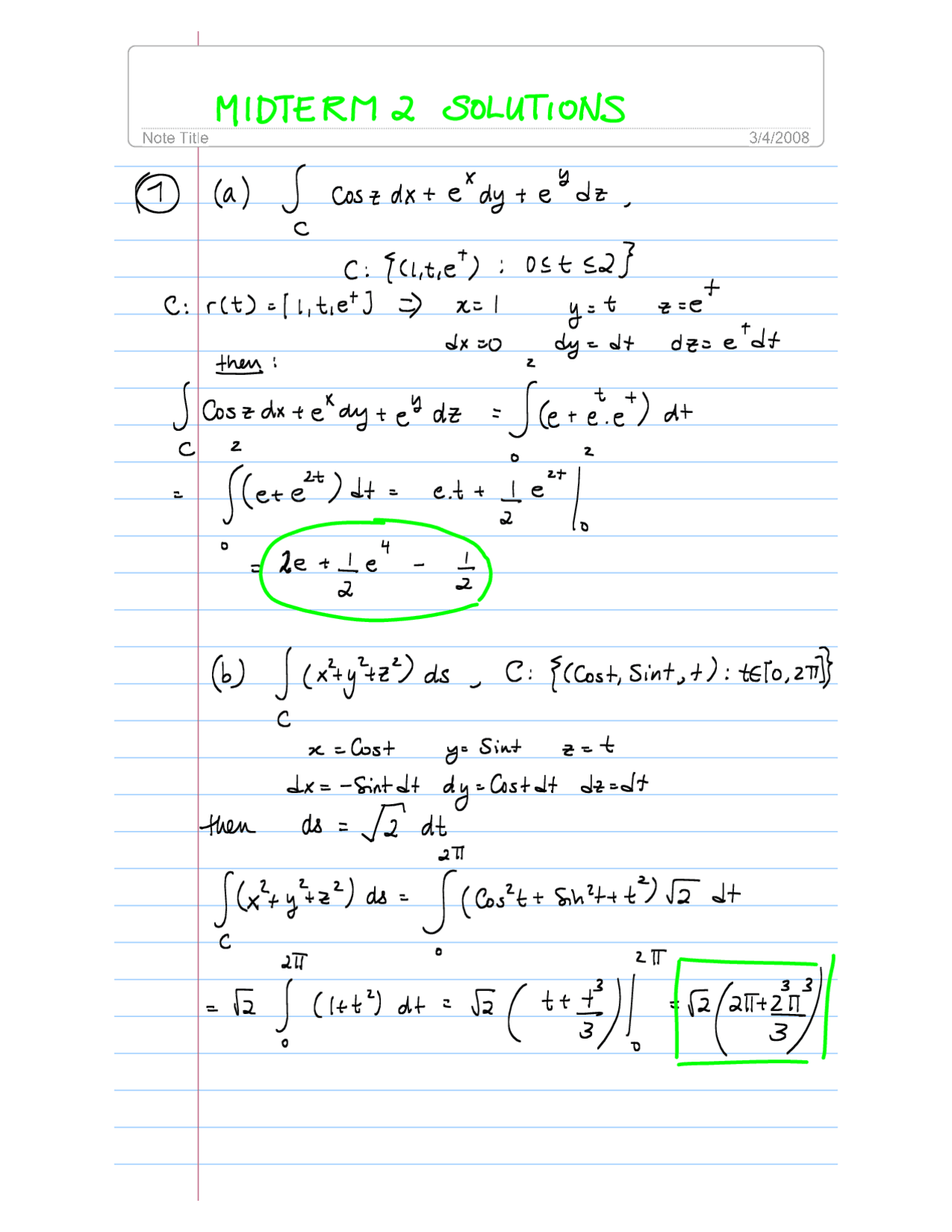 Midterm 2 Solutions Complex And Vector Analysis For Engineers Math