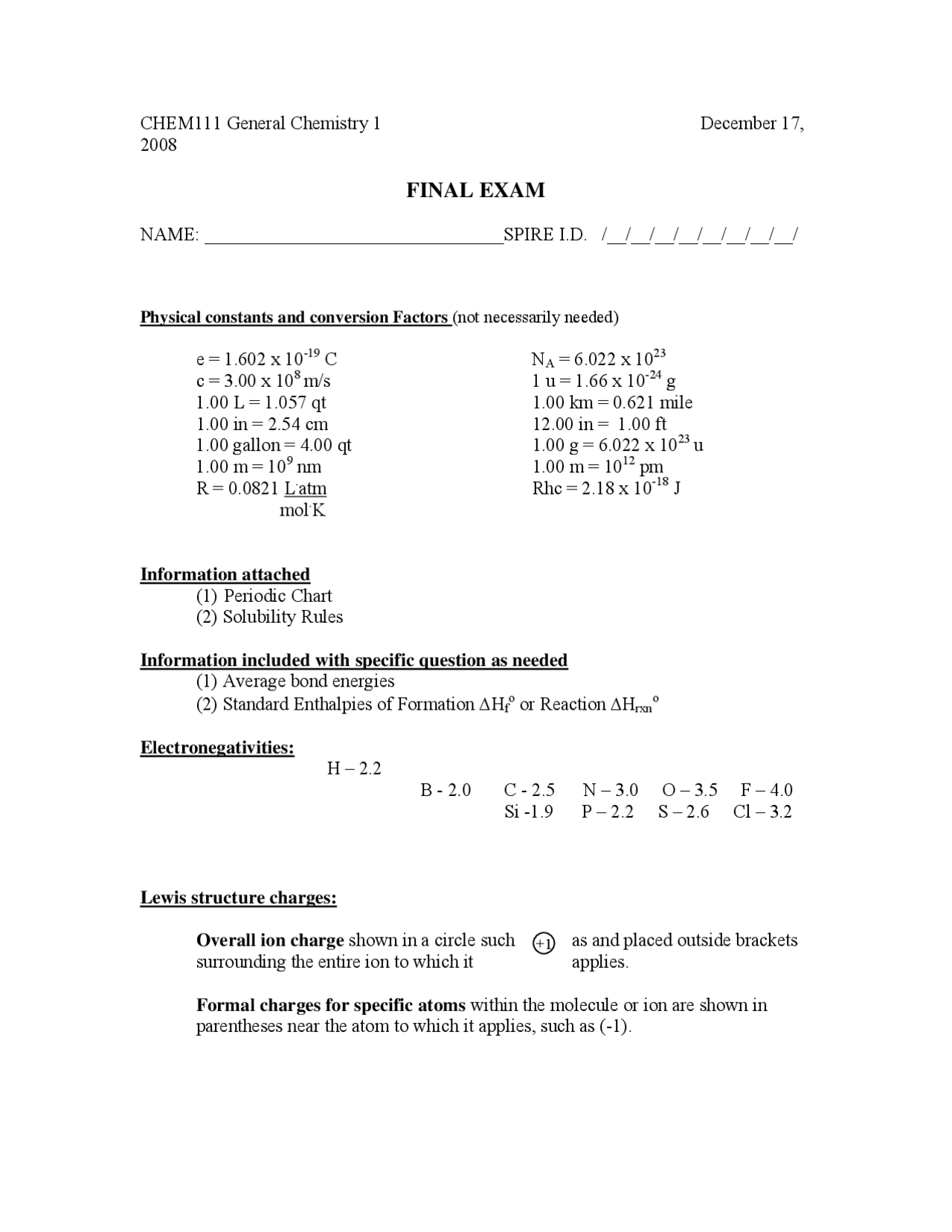 General Chemistry Science - Final Exam Solved Questions | CHEM 111 ...
