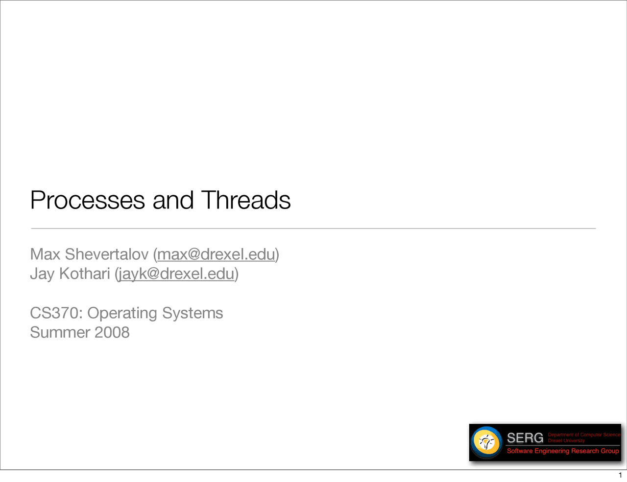 Processes And Threads Operating Systems Cs 370 Docsity