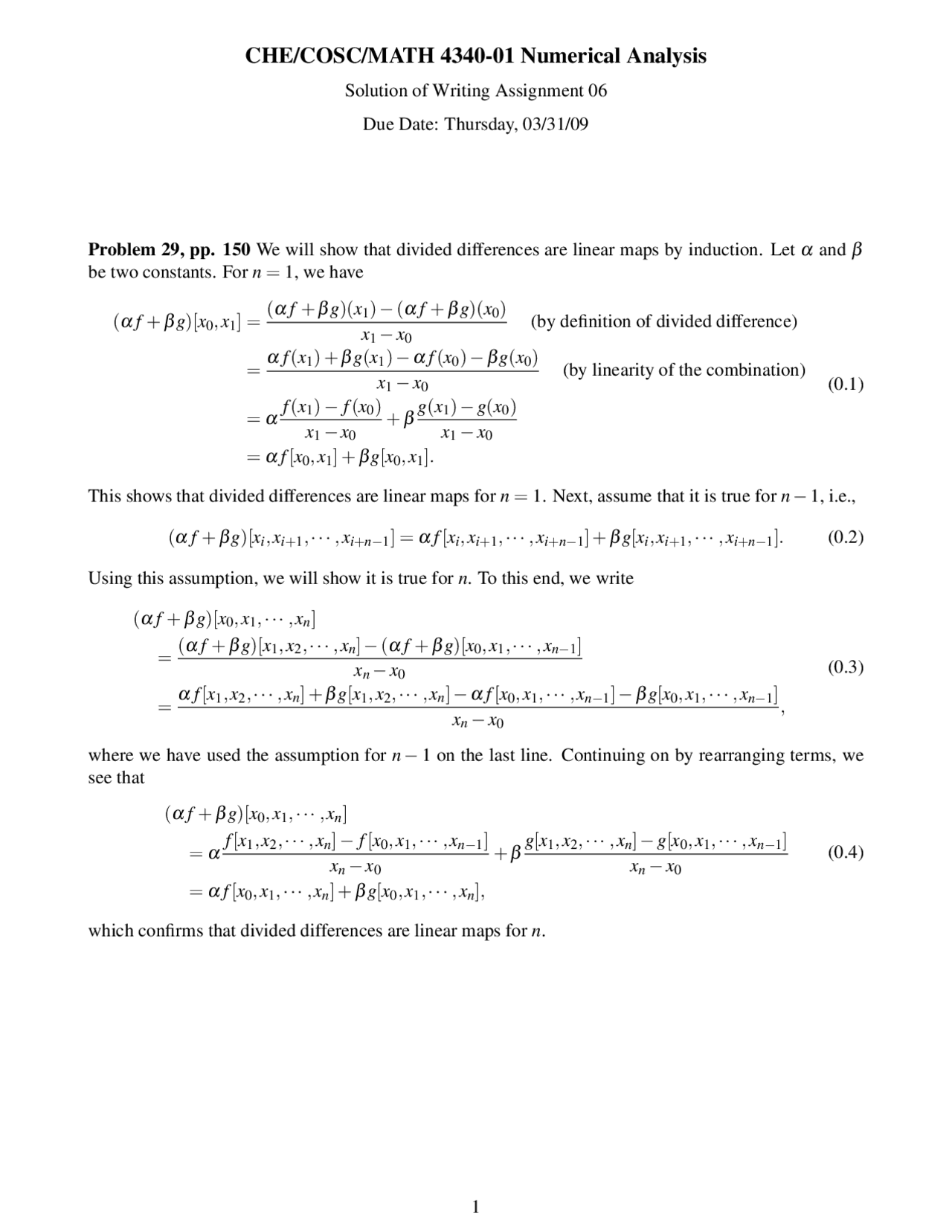 Problems With Solution Numerical Analysis Math 4340 Docsity