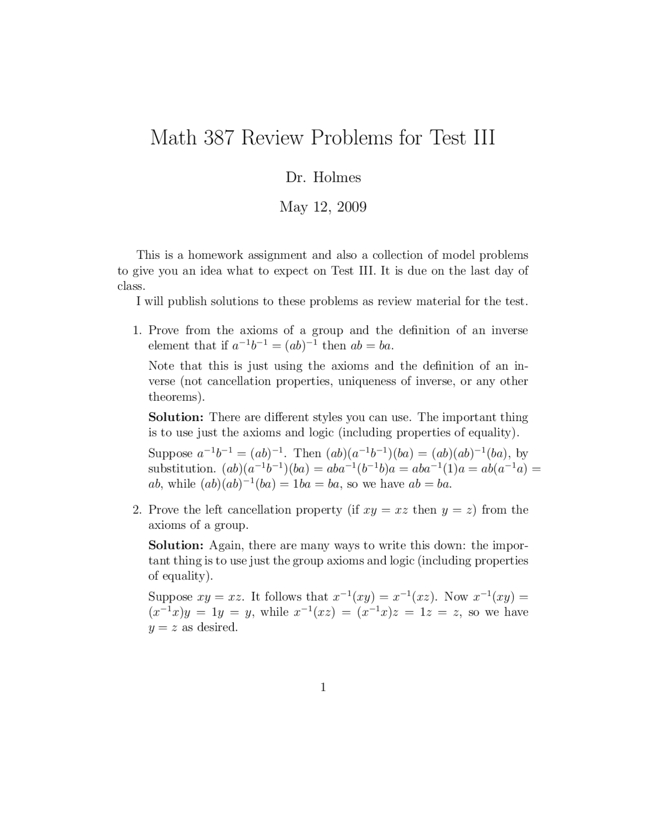 16 Solved Problems on Discrete Mathematics - Review for Test 3 | MATH ...
