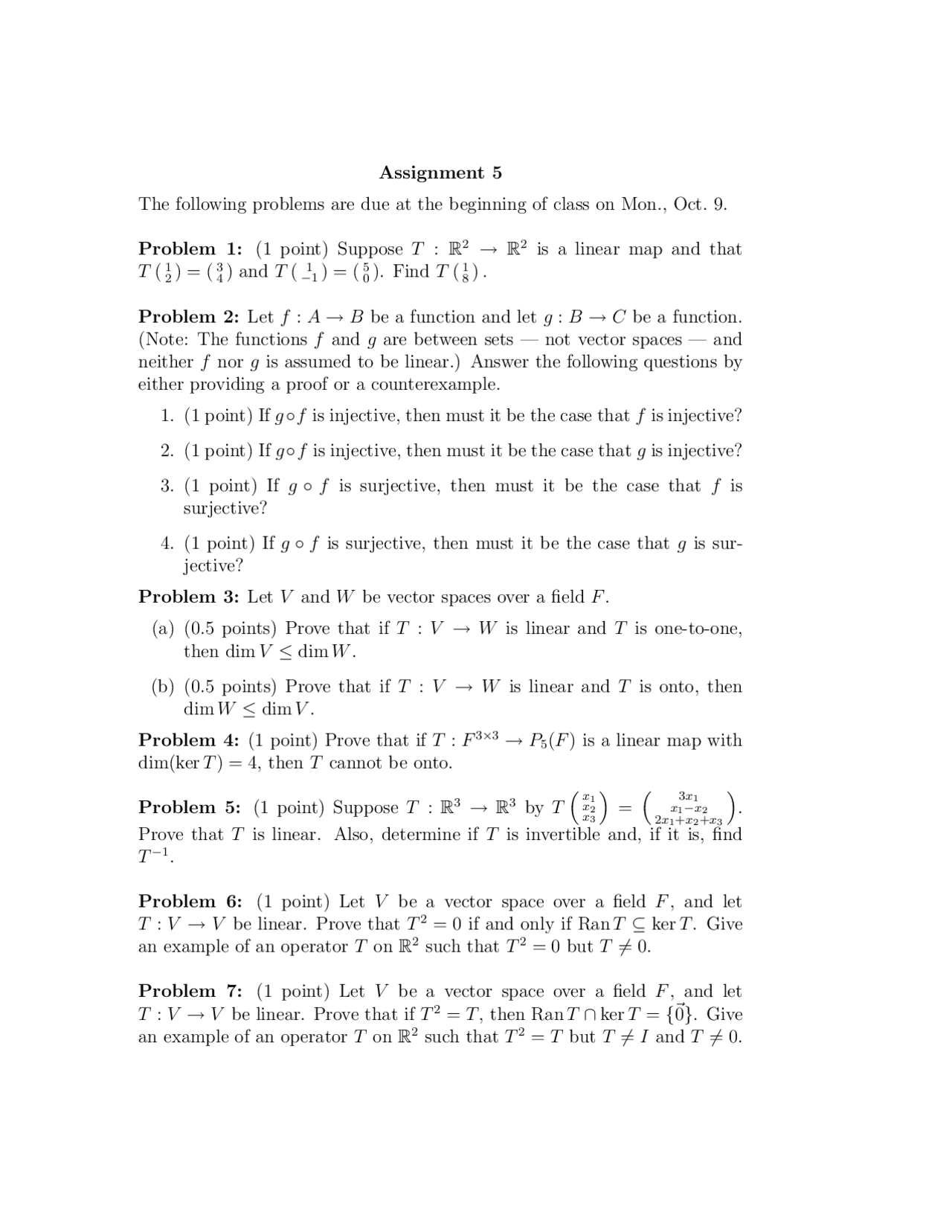 7 Problems On Advanced Linear Algebra I Assignment 5 Math 4377